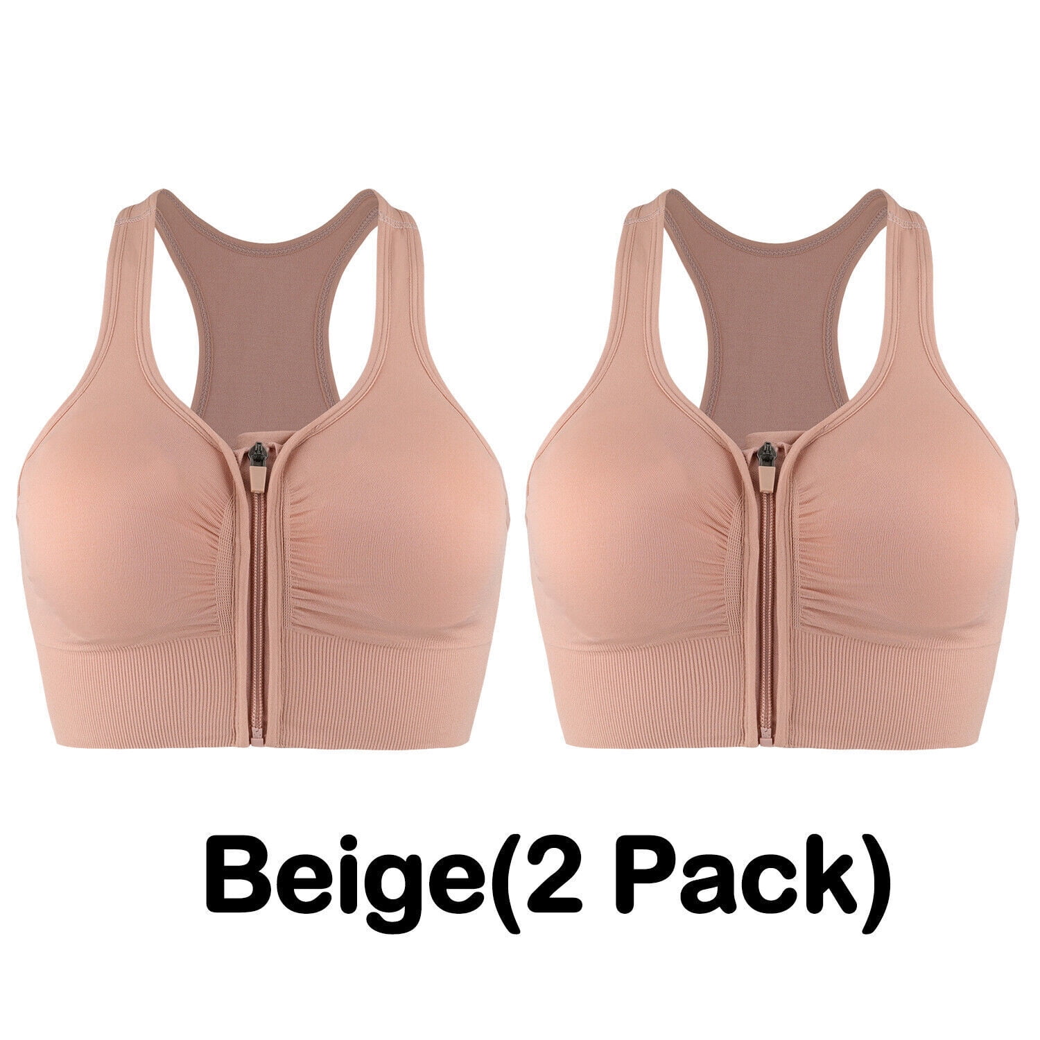 Women Zip Front Sports Bra Wireless Post-Surgery Bra Active Yoga Gym ...