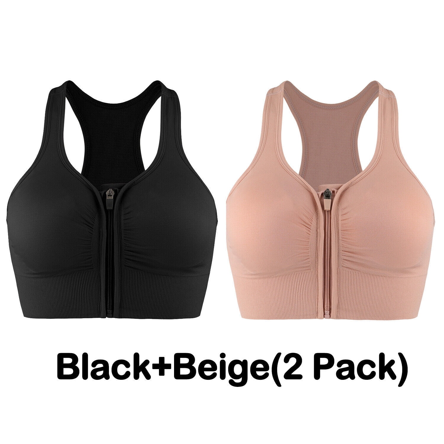 Women Zip Front Sports Bra Wireless Post-Surgery Bra Active Yoga Gym ...