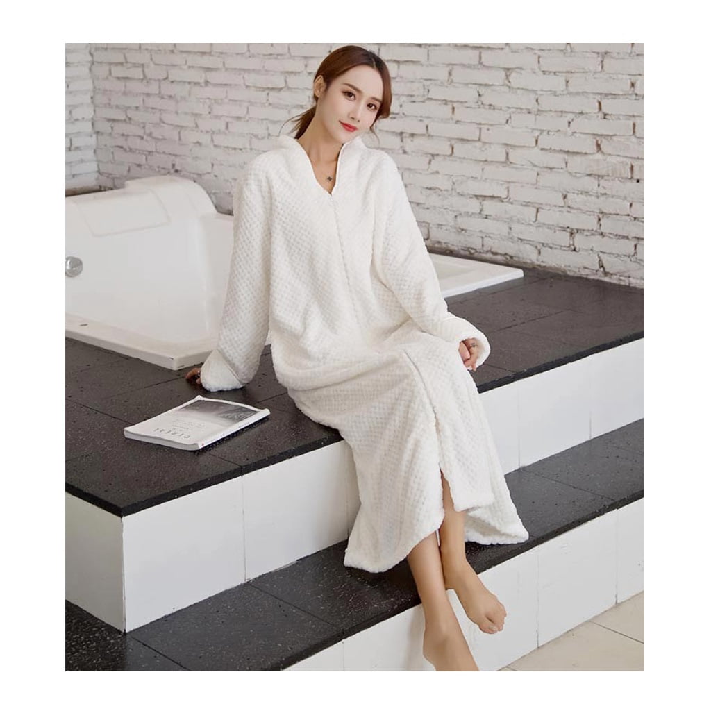 Women Zipper Robe Lightweight Princess Bathrobe,Luxurious Fuzzy Warm ...