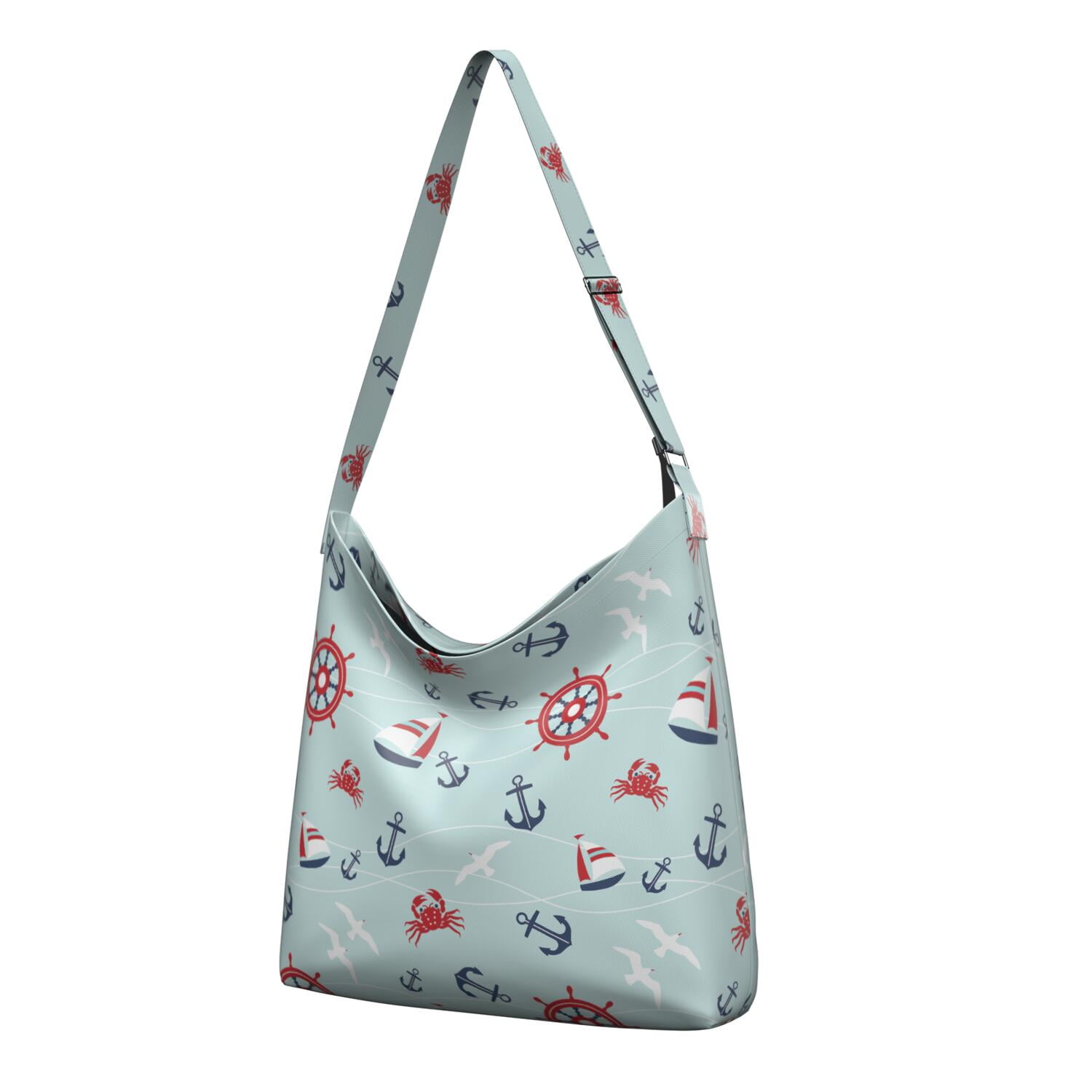 Women and Men Large Size Cute Ocean Creatures Canvas Crossbody Bag Tote ...