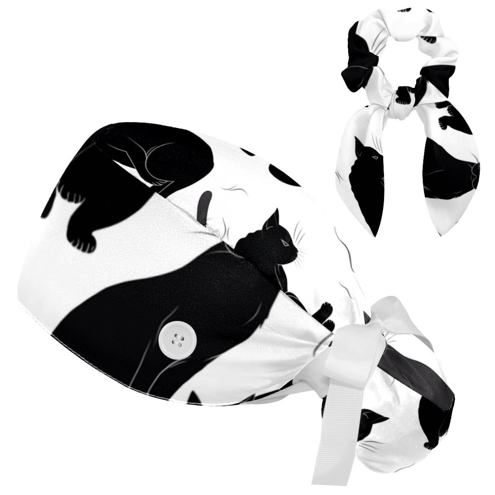 Women and Men's Surgical Cap Cats on a White Background Working Hat One ...
