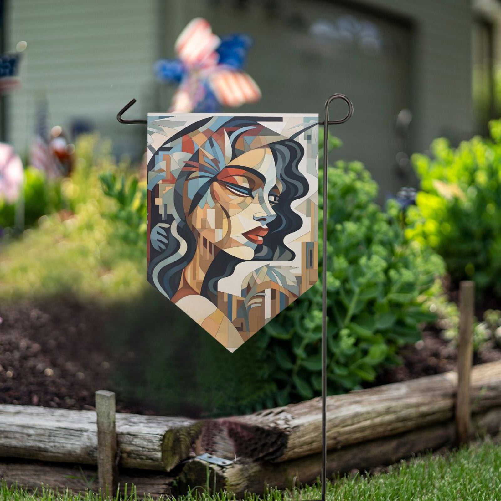 Women in Brown Garden Flag 18" x 12.5" Double Sided Yard Lawn Outdoor ...