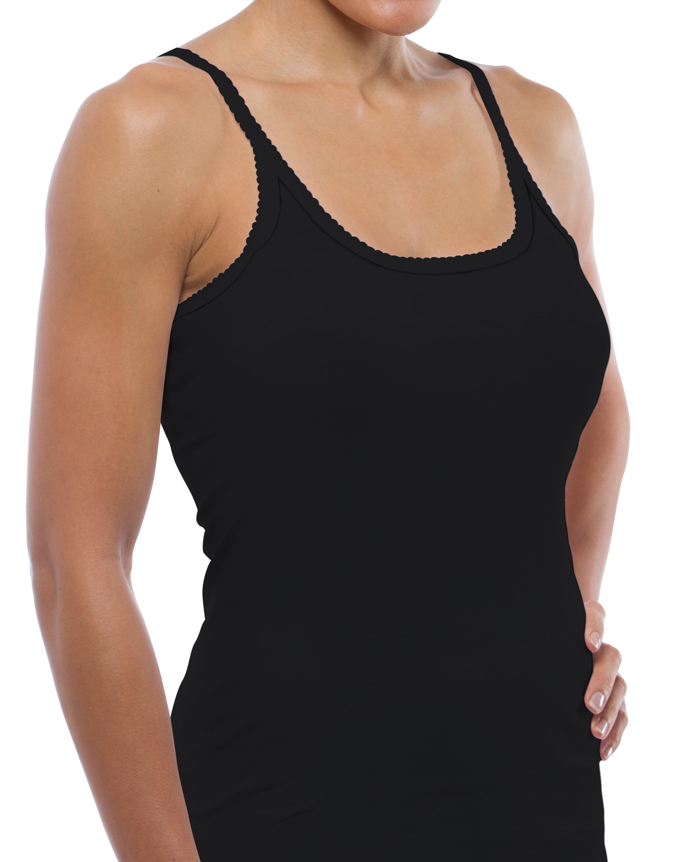 Women's 100% Cotton Camisole by Teri Lingerie Black, Size Large ...