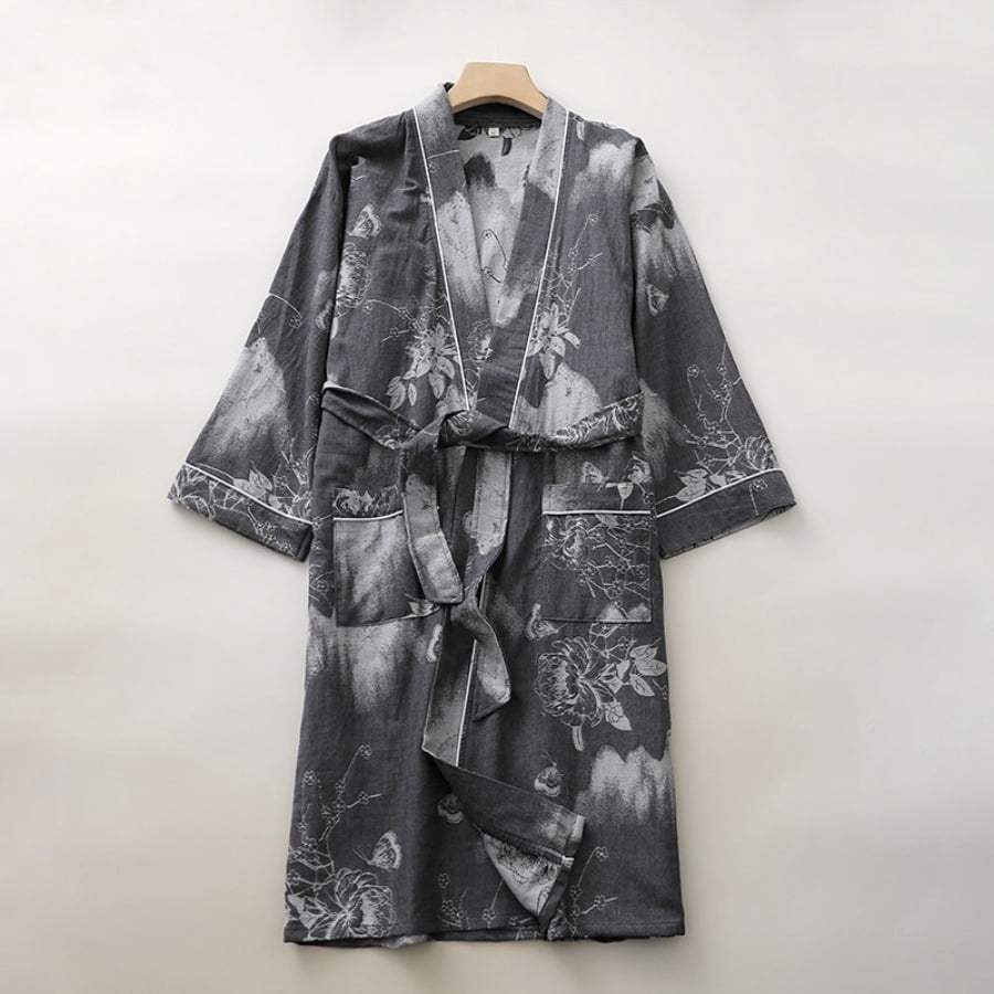 Women's 100% Cotton Gauze Nightgown, Chinese Floral Print Robe ...