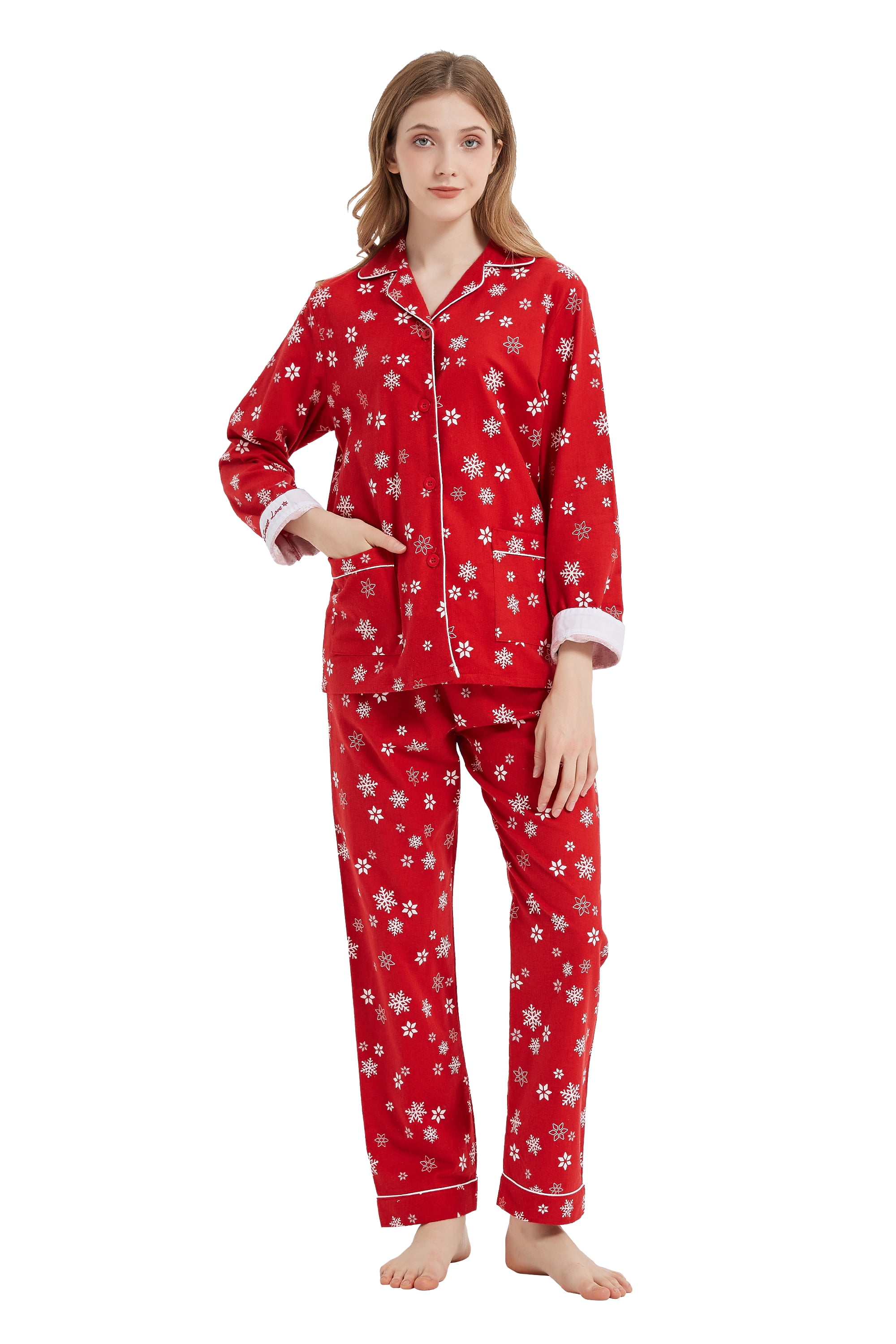 Kolipajam Women's 100% cotton Flannel Pajama Set Cozy Drawstring Waist ...