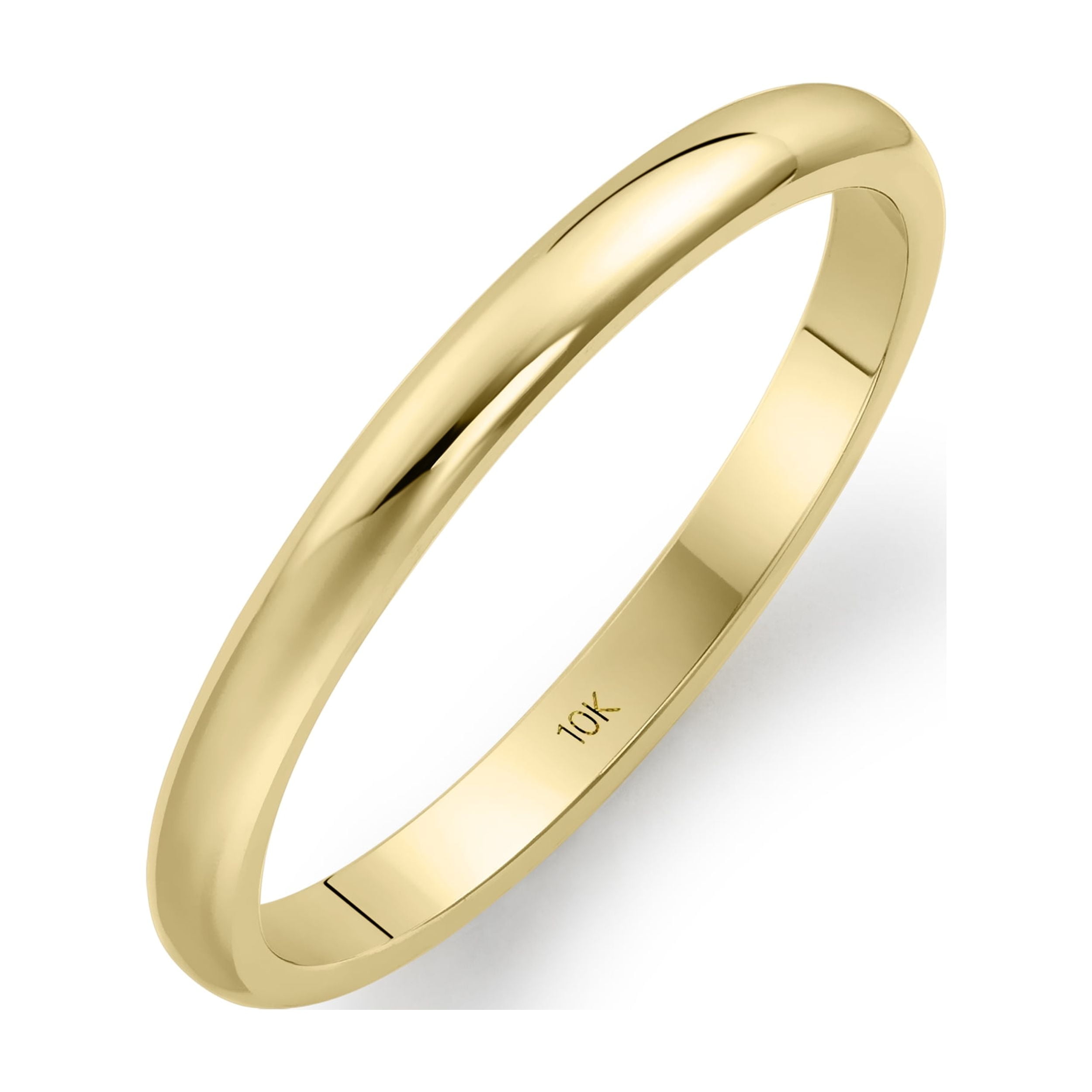 Women's Solid 10K Yellow Gold 2mm Traditional Plain Wedding Band ...