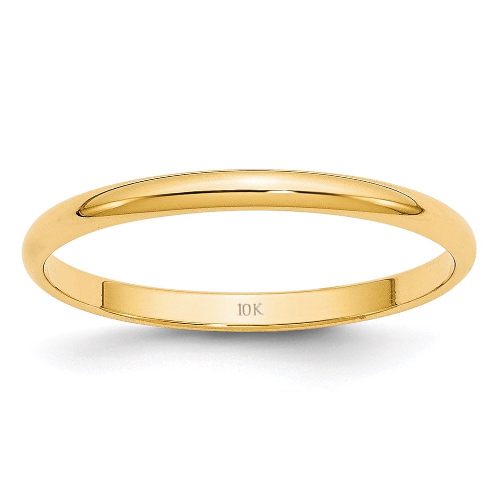Women's Solid 10K Gold 2mm Traditional Plain USA-Made Wedding Band ...