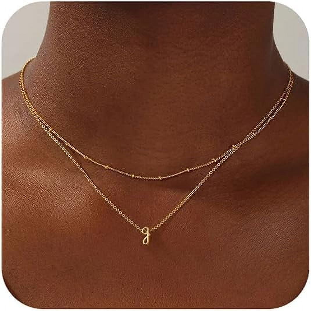 Women's 14K Gold Plated Letters A-Z Pendant Necklace Small Initial ...