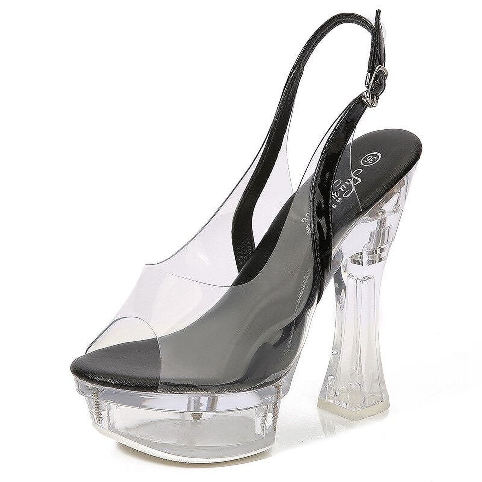 Women's 14cm Heel Clear Platform Sandals with Flower Dance Show 10365 ...