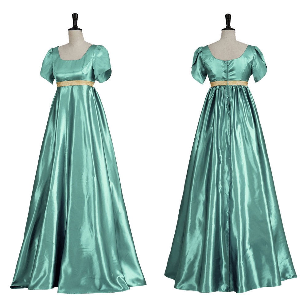 Women’s 19th Century Satin Ball Gown Victorian Regency Empire Waist ...