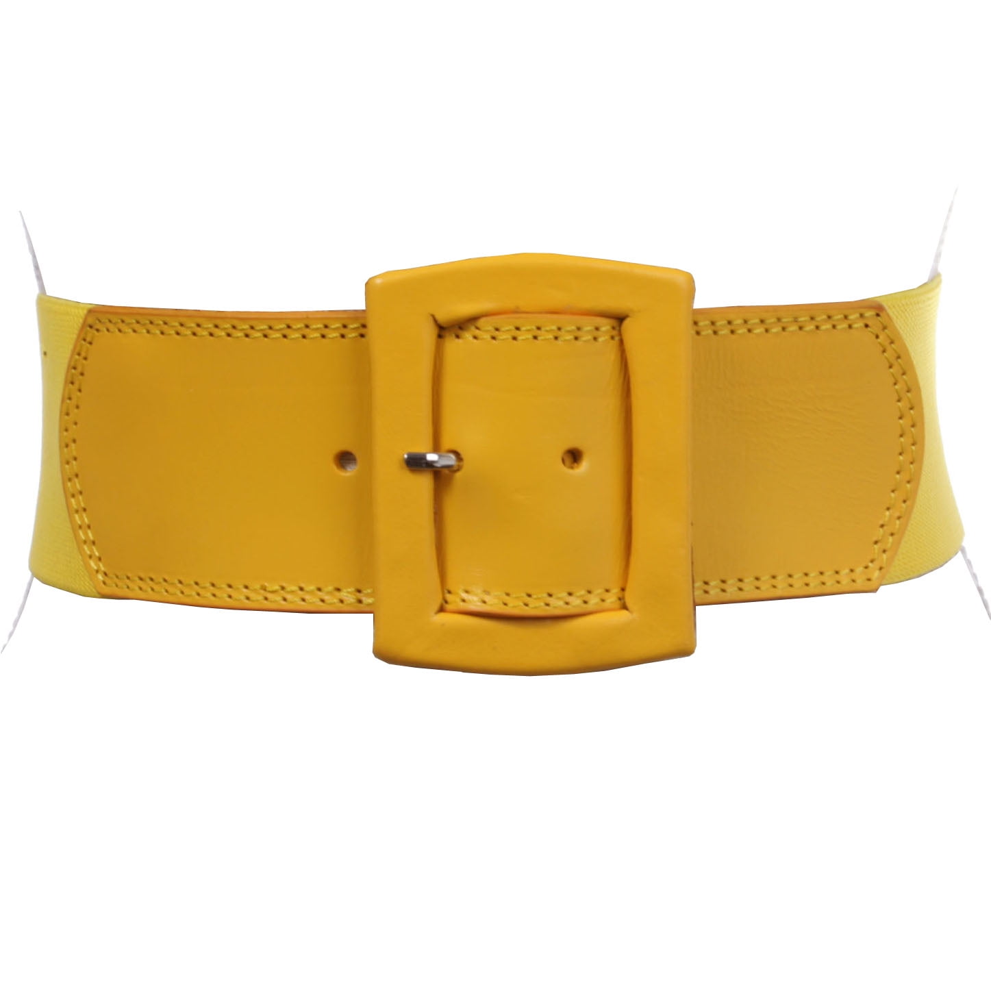 Women's 2 1/2" (64 mm) Wide Elastic High Waist Leather Stretch Belt ...