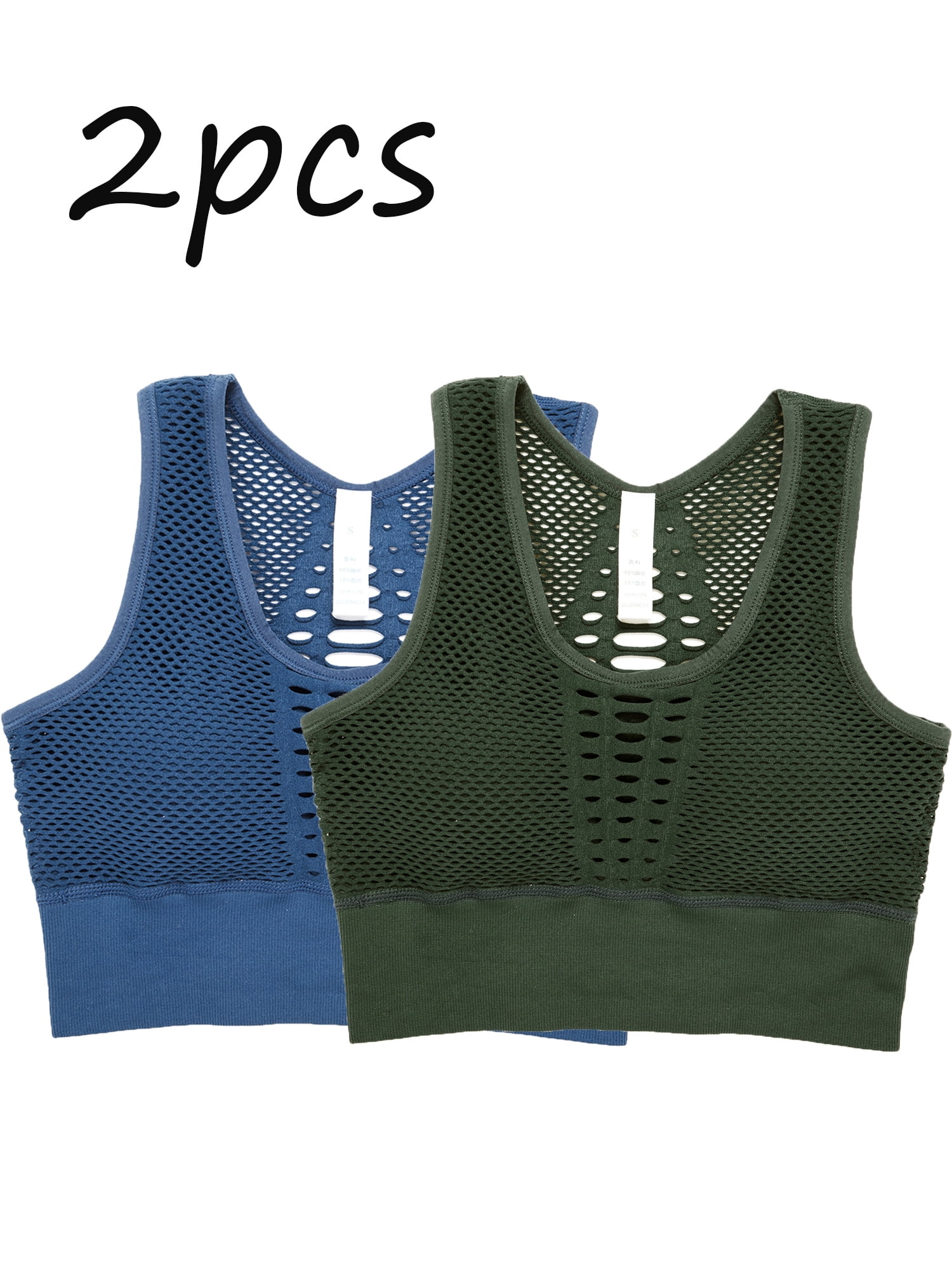 Women's 2 Pack Activewear Sports Bras High Impact Seamless Fitness Running Bra Swim Bra Sports ...