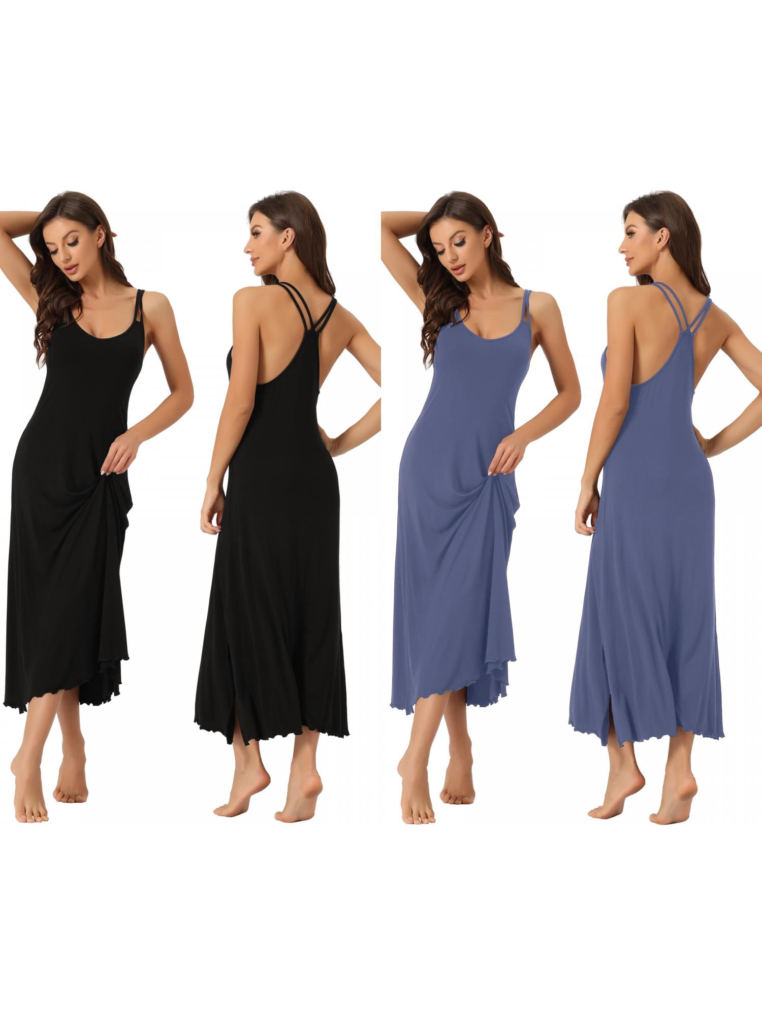 Women's 2-Pack Lingerie Nighties Pajama Dress Loungewear Racerback Full ...