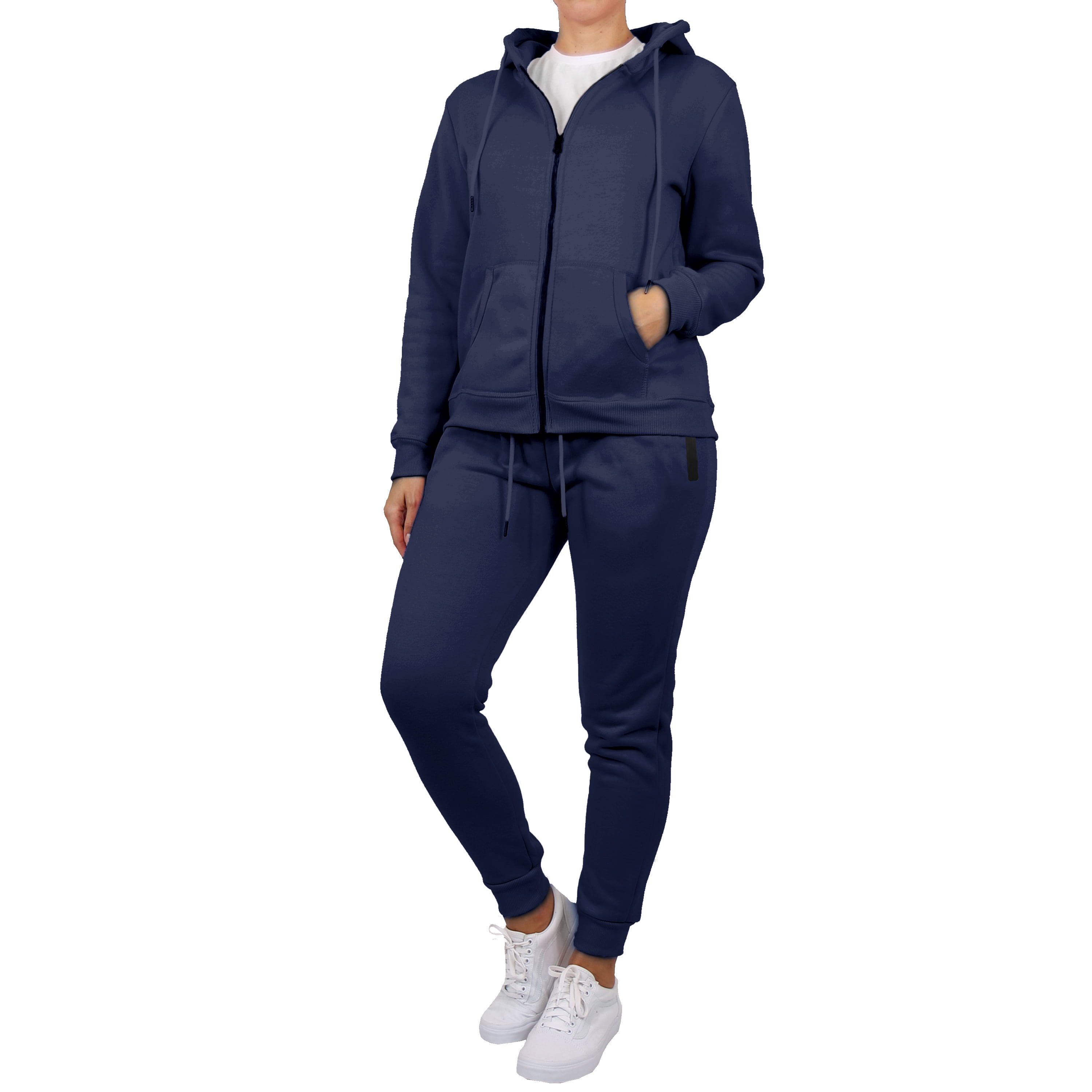 Women's 2-Piece Fleece-Lined Full Zip Hoodie & Jogger Set - Walmart.com