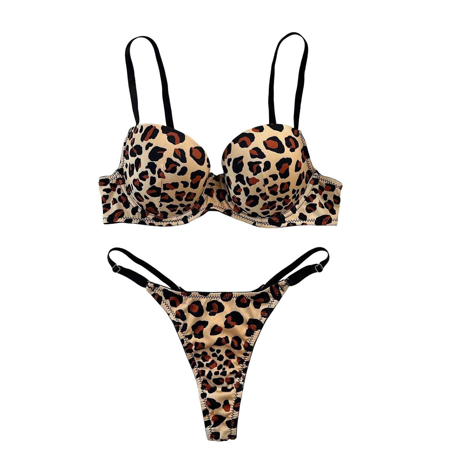 Women's 2 Piece Leopard Bikini Set Cheetah Thong Bikini Sexy Triangle ...