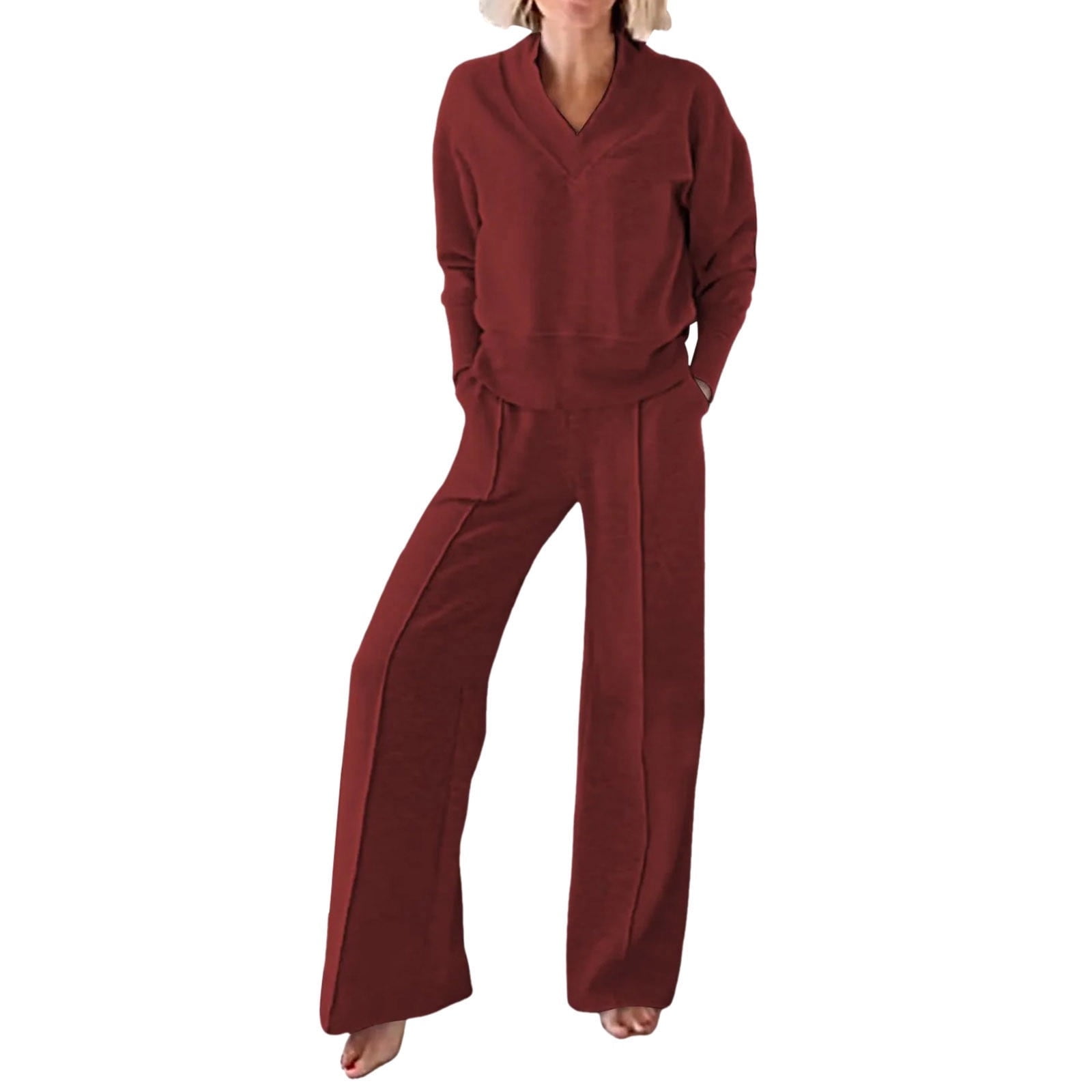Women's 2 Piece Lounge Sets Casual Fall Travel Outfits Fashion Wide Leg ...