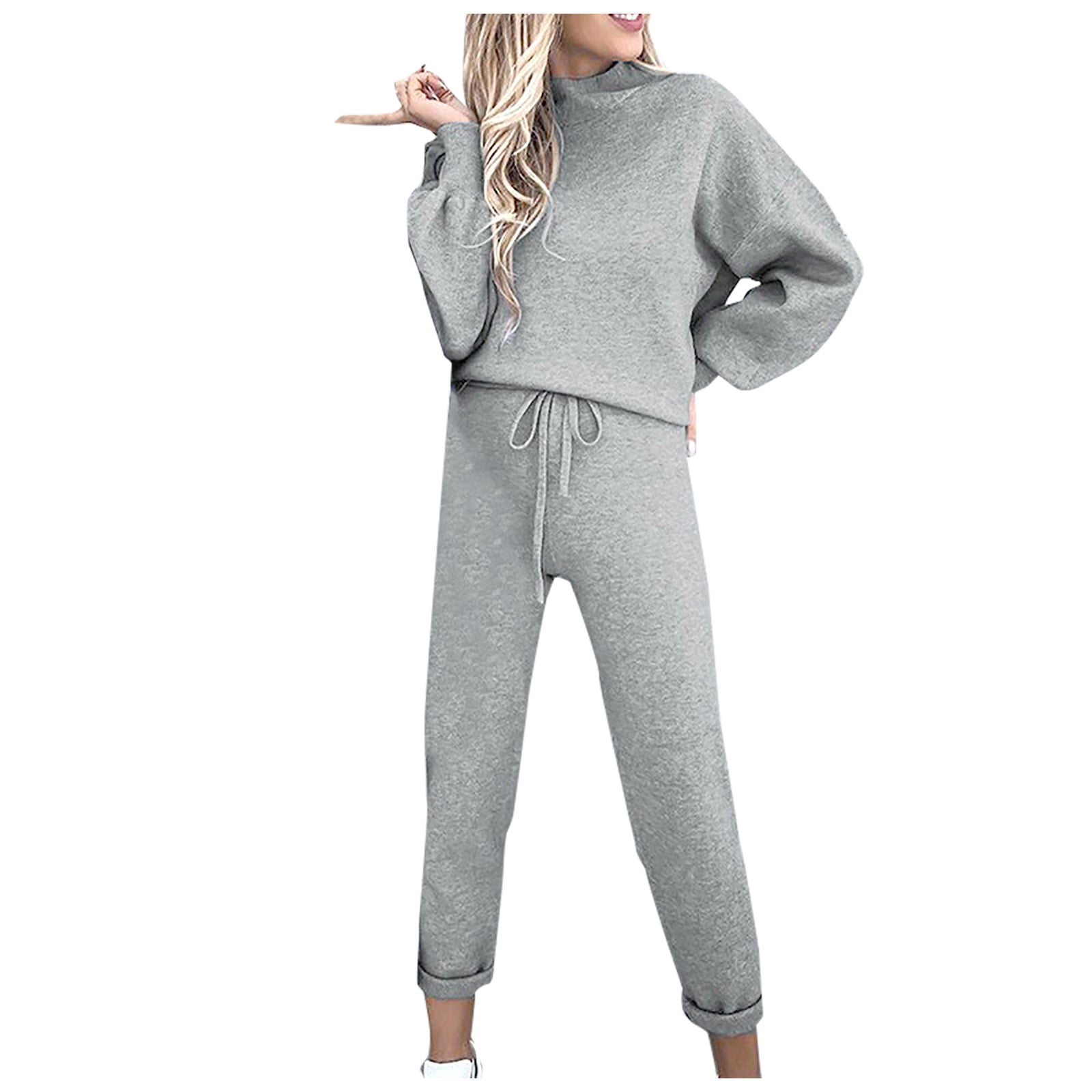 Women's 2 Piece Lounge Sets Outfits Long Sleeve Pullover Sweatshirt ...