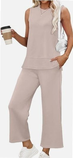 Women's 2 Piece Outfits Summer Travel Tracksuit Loose Wide Leg ...