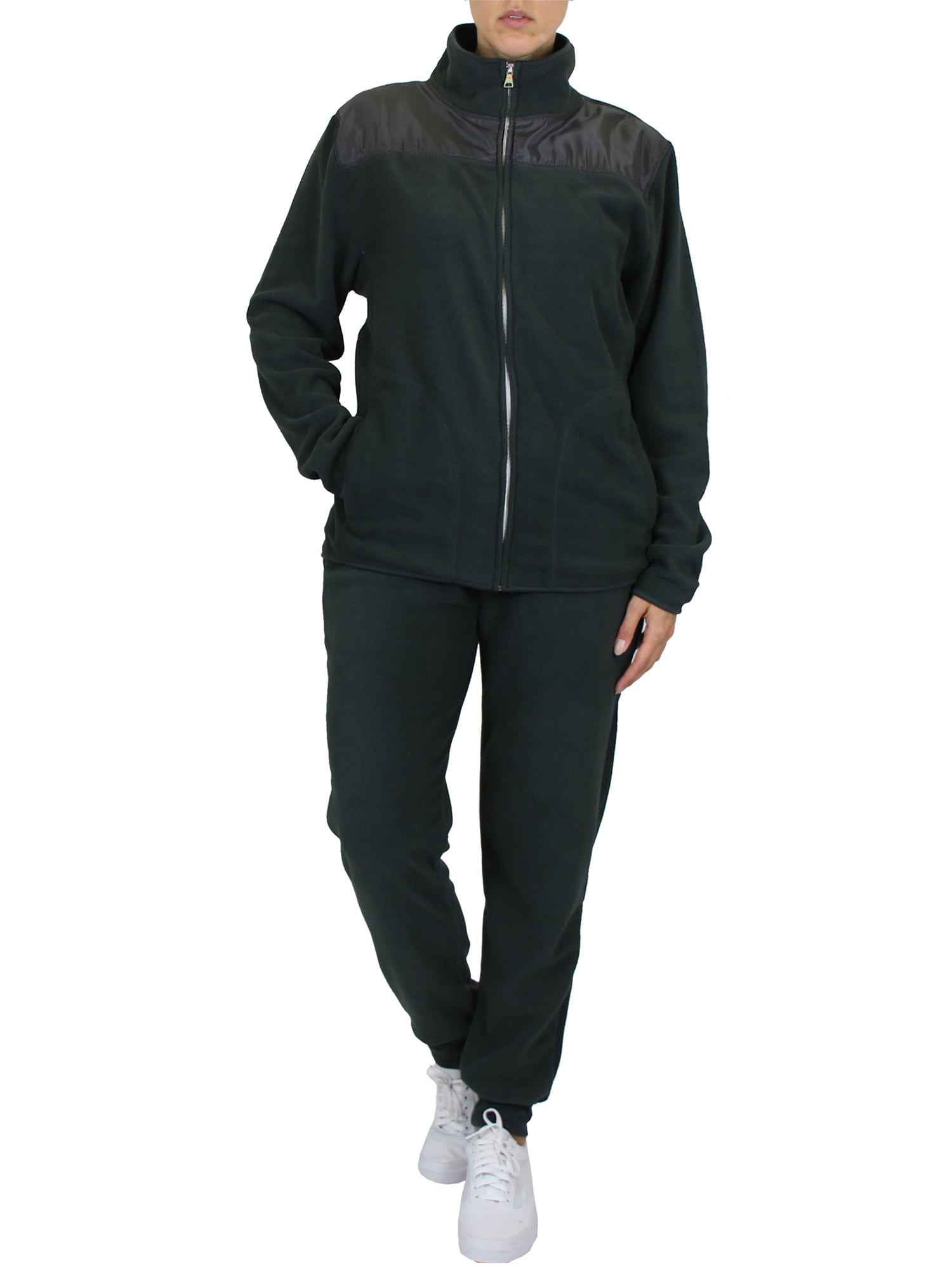 Women's 2 Piece Polar Fleece Sweater Jacket & Jogger Sweatpants Set ...