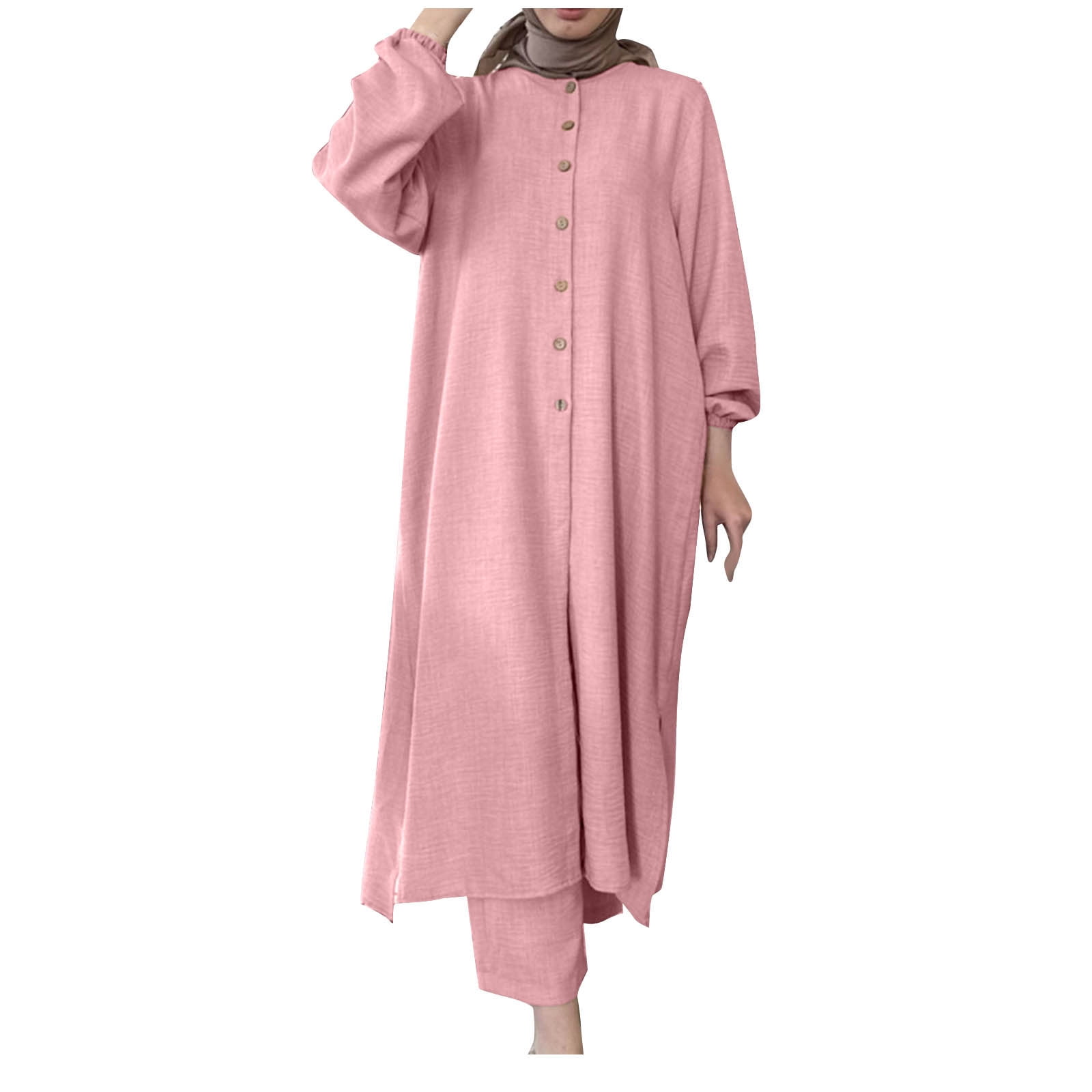 Women's 2-Piece Set: Elegant Muslim Casual Outfit | Long Sleeve Shirt ...
