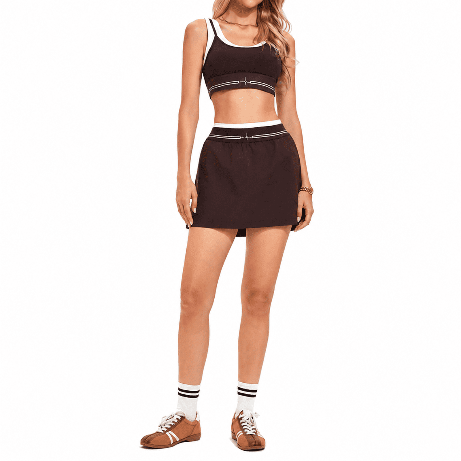 Women's 2 Piece Tennis Outfit Sports Bra and Skort Set with Built-In ...