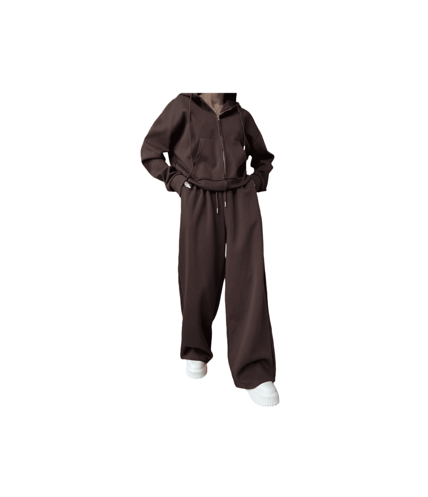 Women’s 2-Piece Tracksuit Set, Cotton Zip-Up Hoodie and Drawstring ...