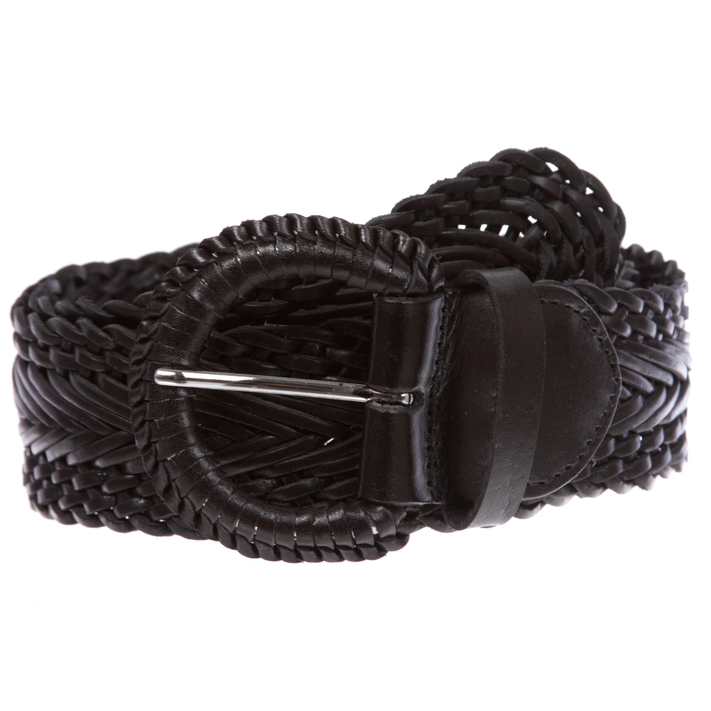 Women's 2" Wide Braided Woven Round Leather Belt - Walmart.com