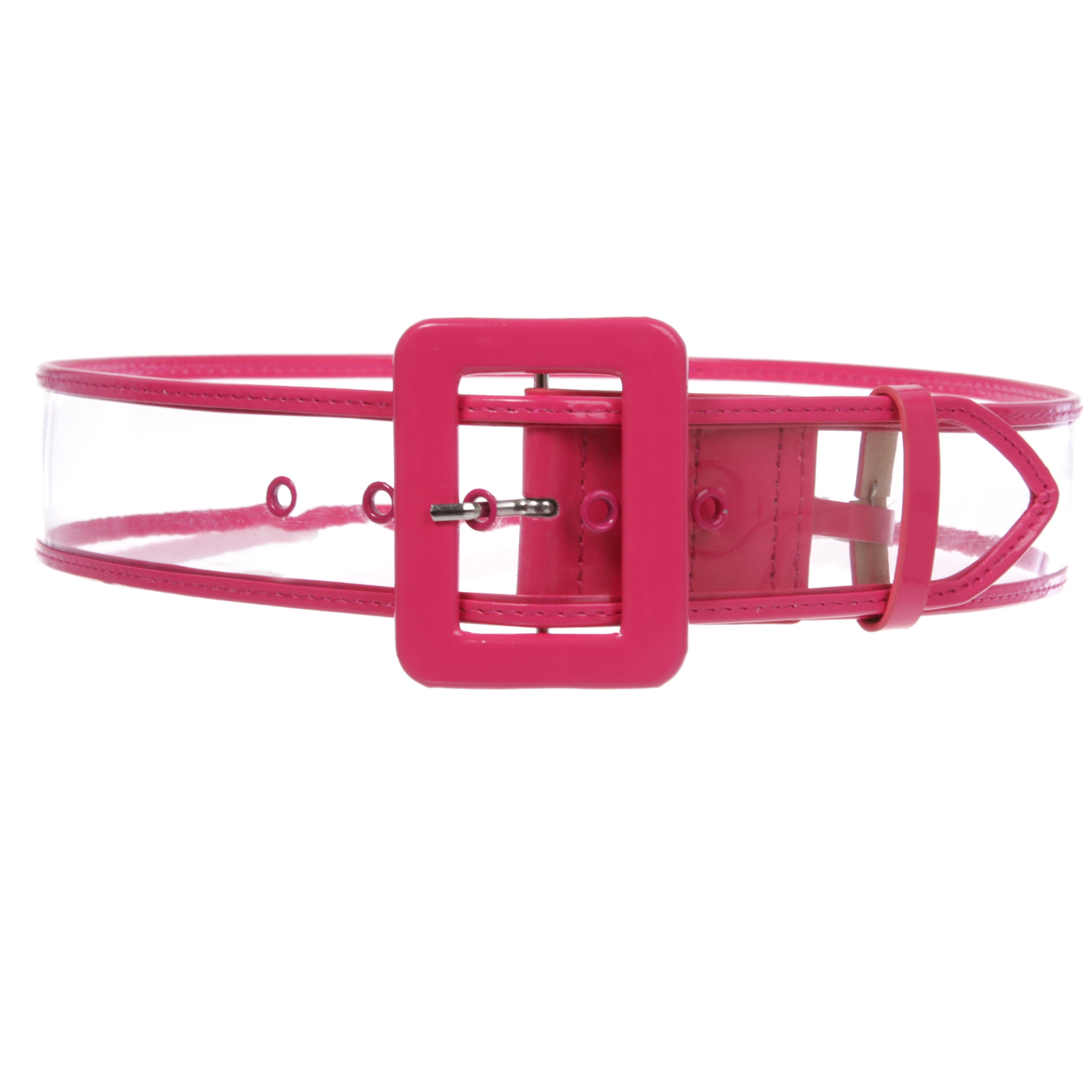 Women's 2" Wide Color-Trimmed Patent Leather Transparent Jelly Clear ...