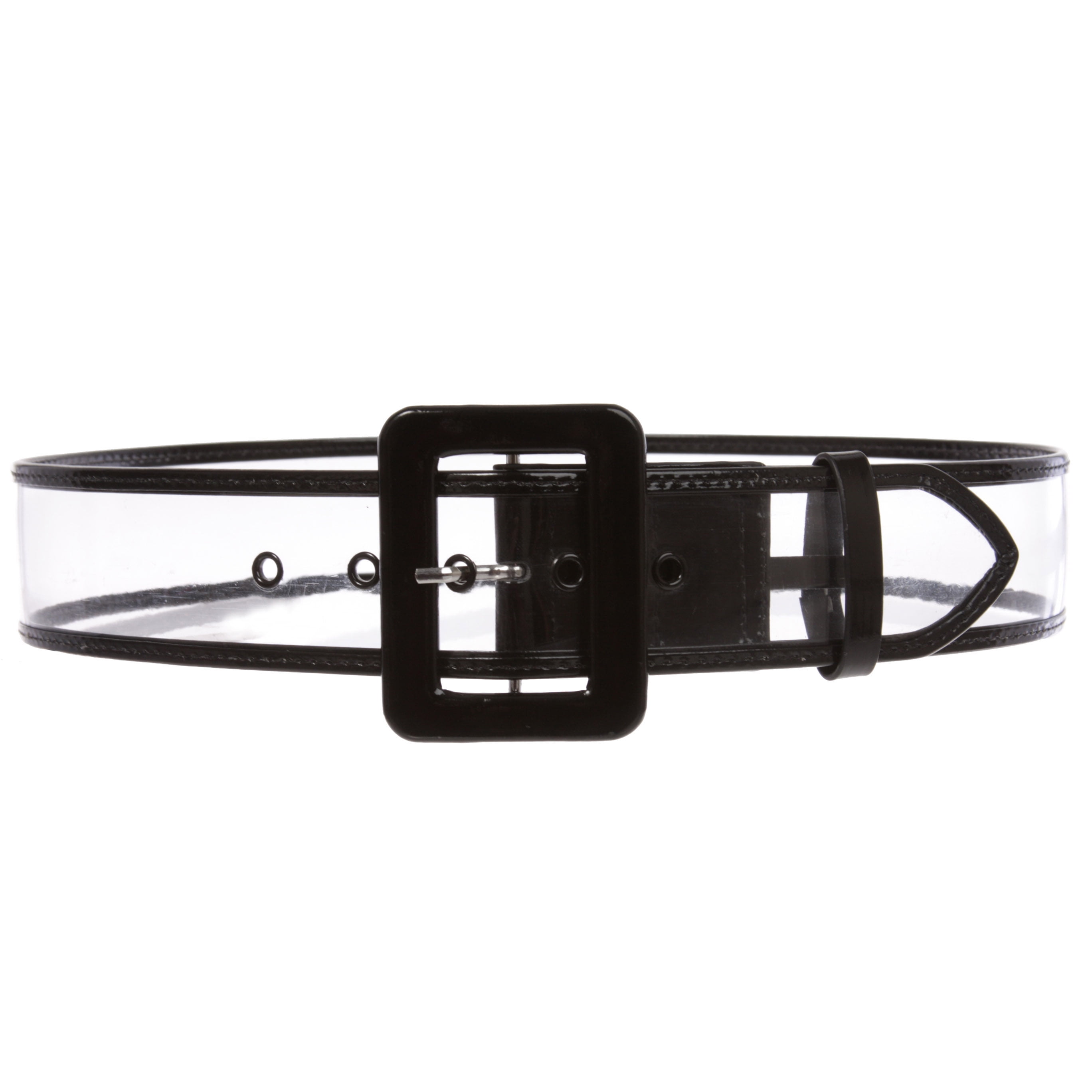 Women's 2" Wide Color-Trimmed Patent Leather Transparent Jelly Clear ...