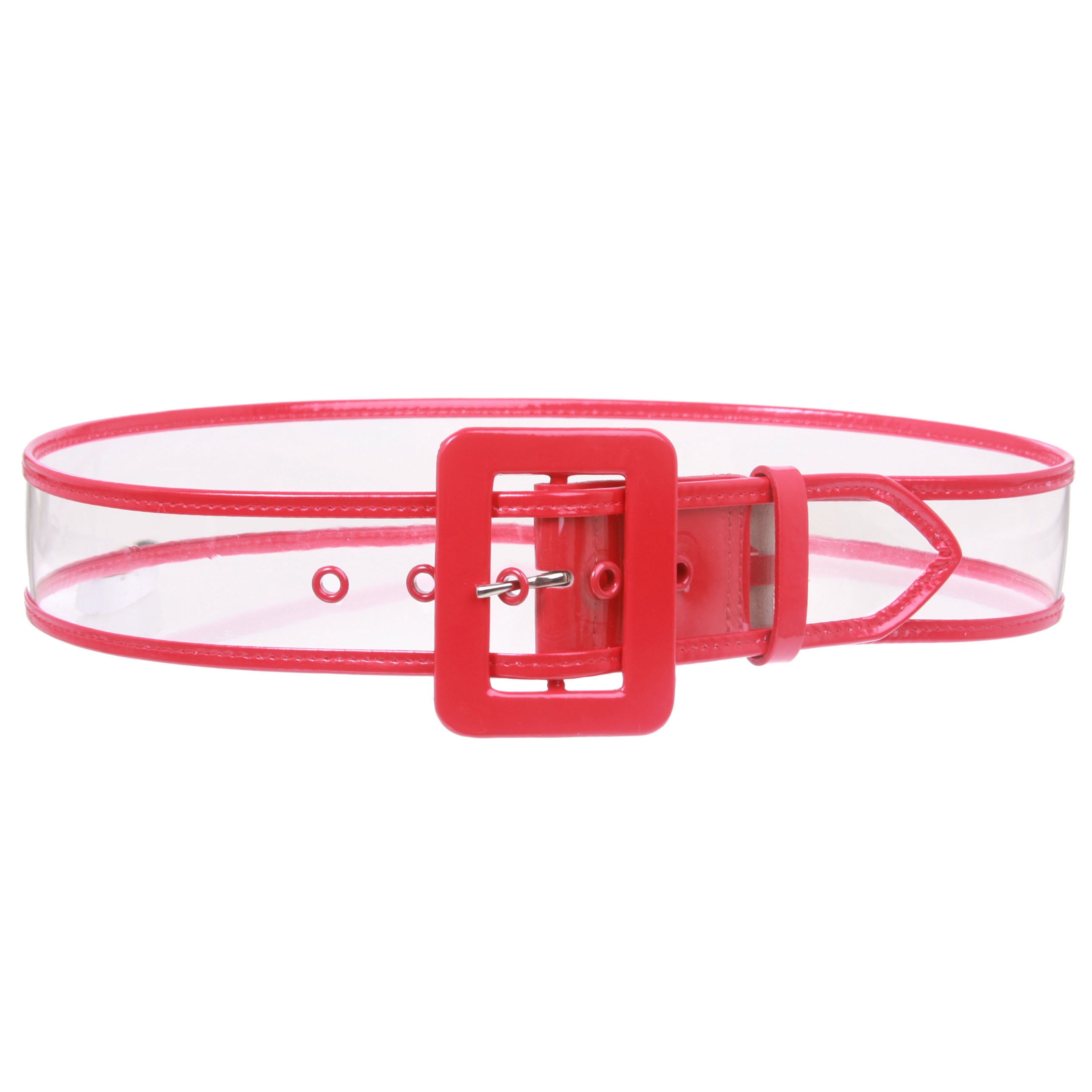 Women's 2" Wide Color-Trimmed Patent Leather Transparent Jelly Clear ...