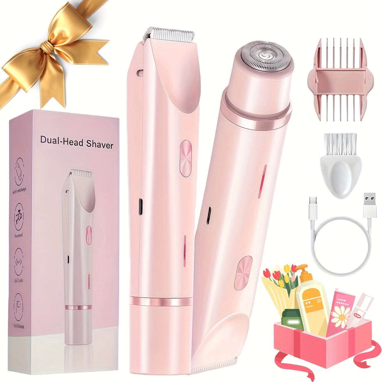 Women's 2-in-1 Electric Bikini Trimmer & Shaver - IPX7 Waterproof Wet ...