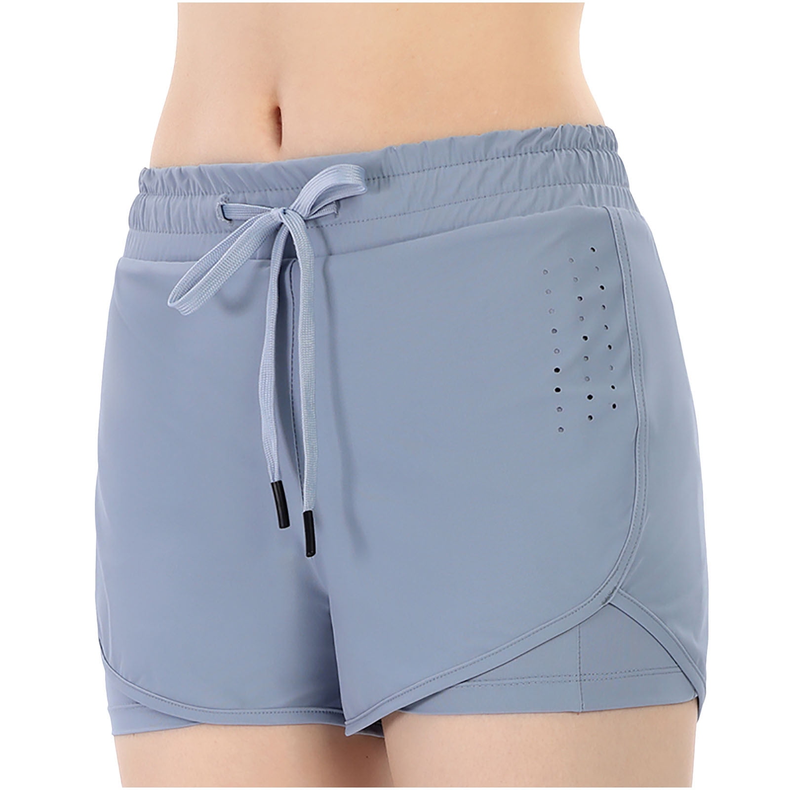 Women's 2 in 1 Running Shorts High Waisted Pockets 3" Workout Shorts ...