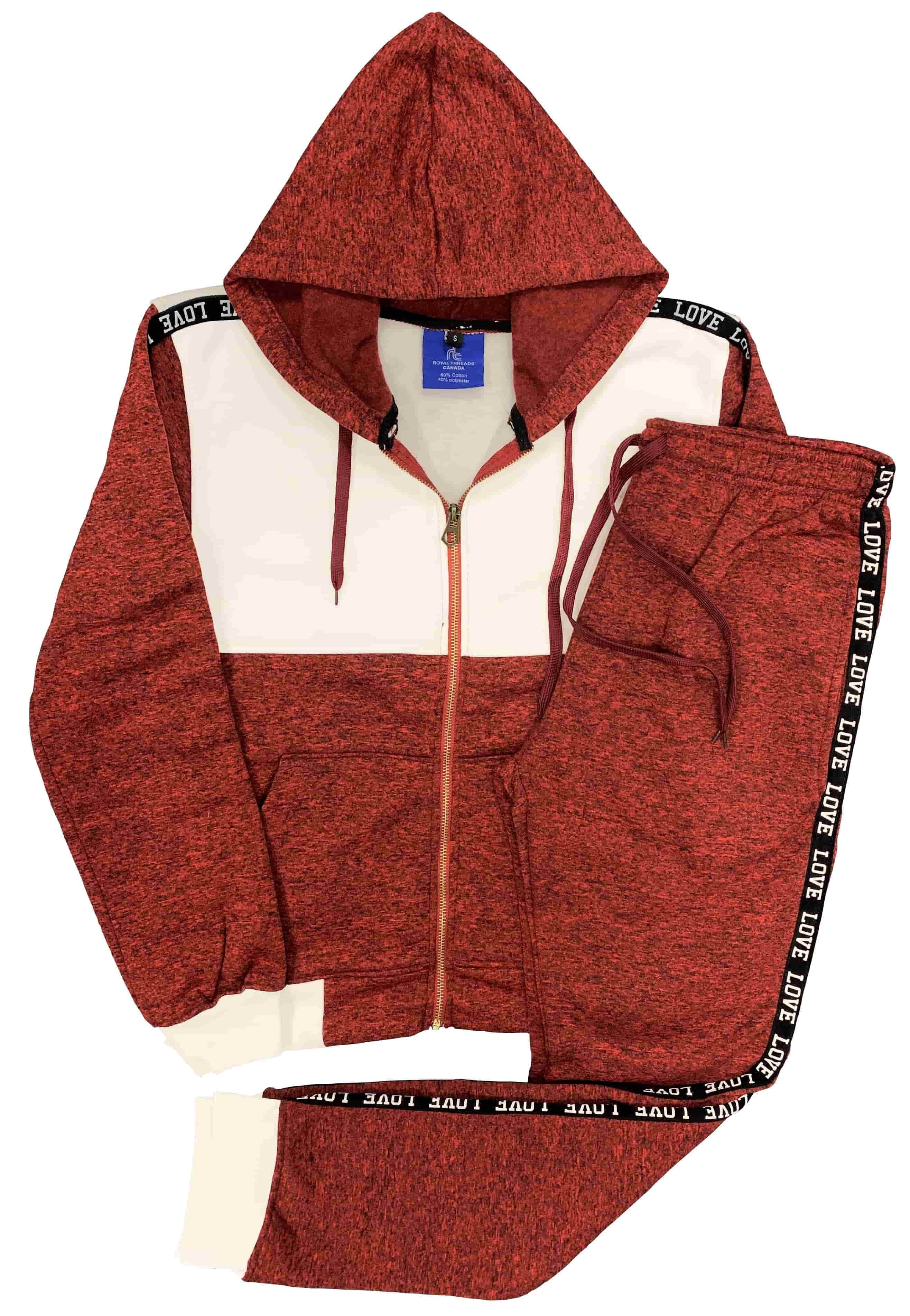 Women's 2-piece Fleece Sweatsuit Love Stripe sweat jacket & Jogger ...