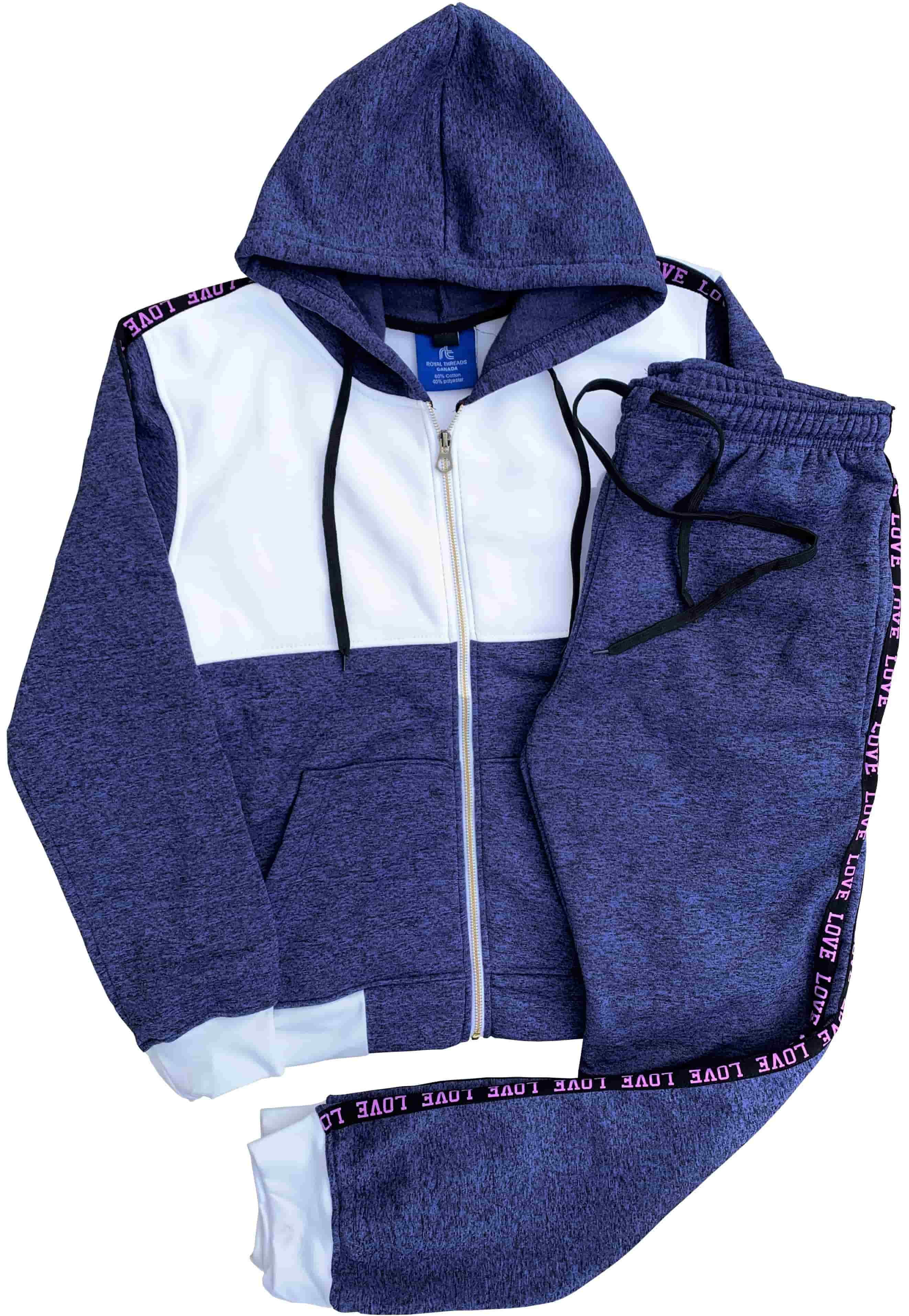 Women's 2-piece Fleece Sweatsuit Love Stripe sweat jacket & Jogger ...