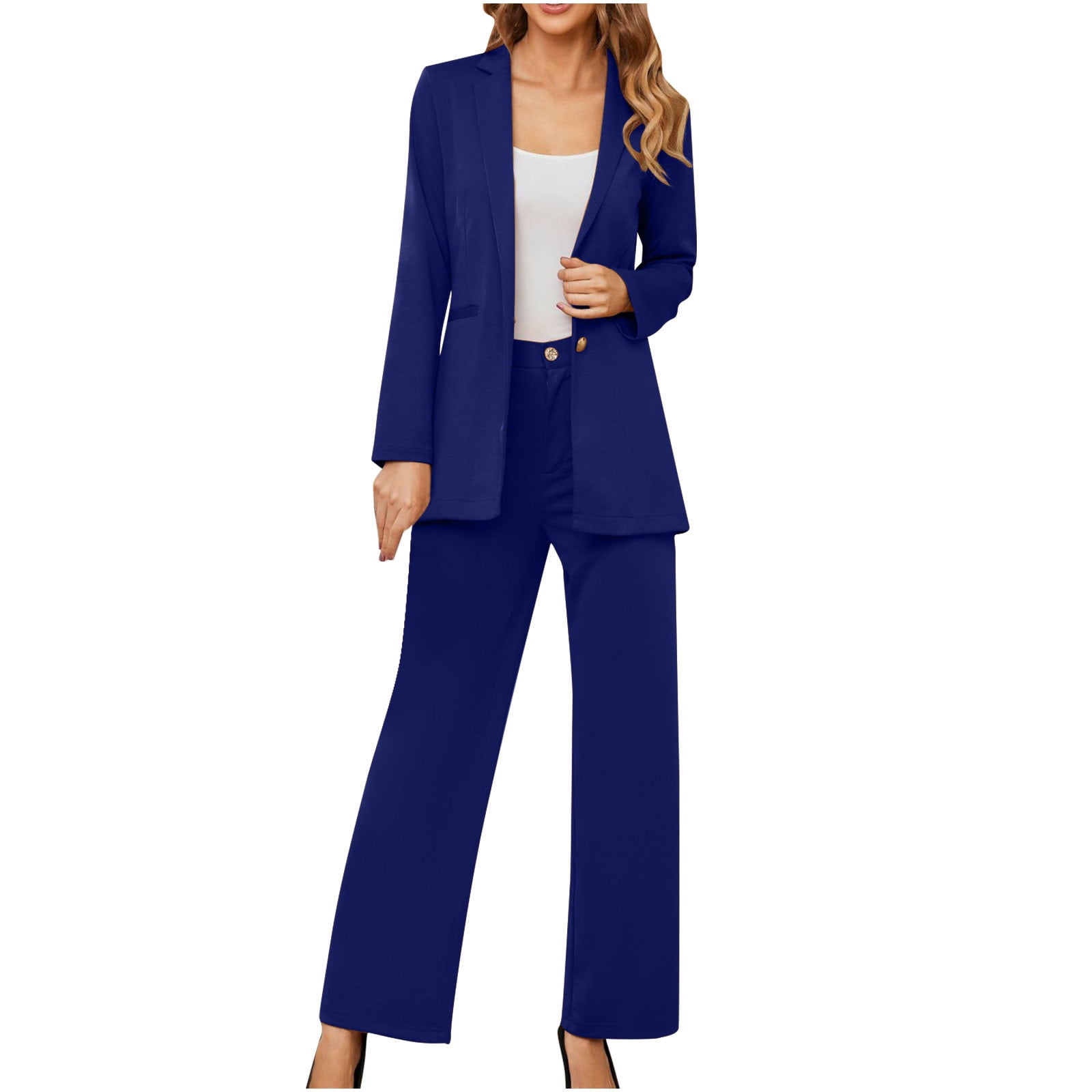 Women's 2024 Fall 2 Piece Blazer Set Casual Loose Long Blazer Jackets ...