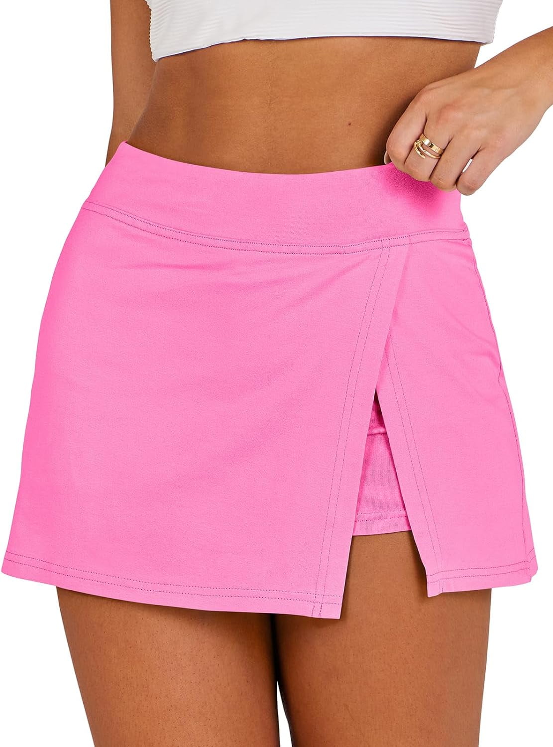 Women's 2024 Summer Mini Skirt Tennis Athletic Inner Shorts Side Slit ...