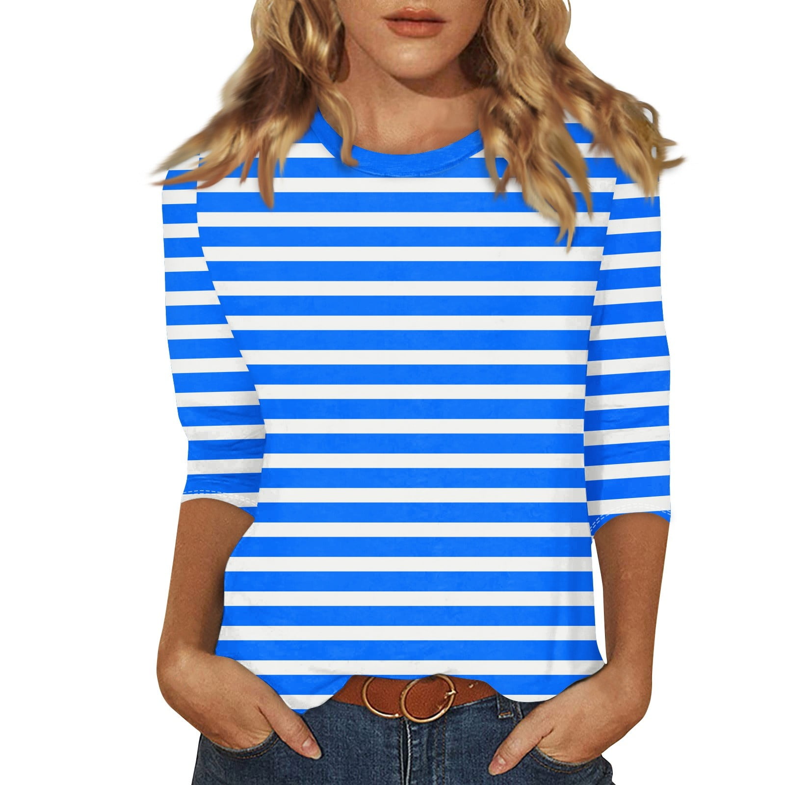 Women's 2026 Summer Blouses 3/4 Length Sleeve Tshirts Casual Loose ...