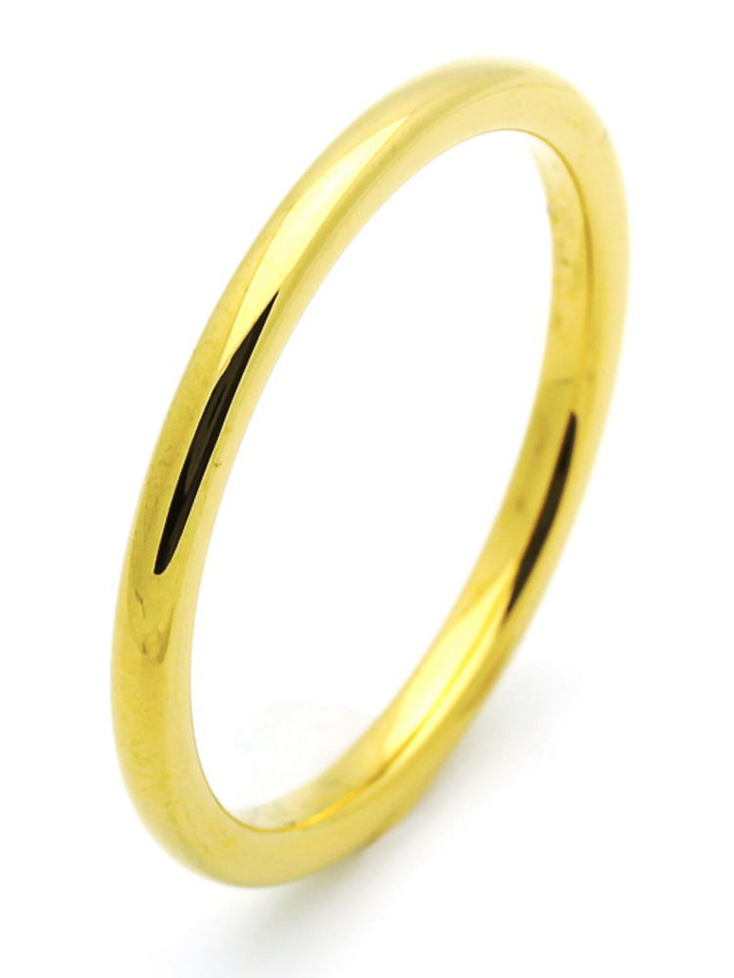 Women's 2MM Comfort Fit Tungsten Carbide Wedding Band High Polish Gold Tone Thin Classic Ring (7 ...