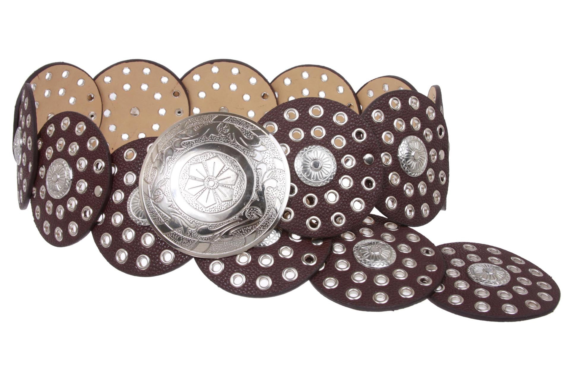 Women's 3 1/2" (90 mm) Wide Boho Disc Concho Leather Belt - Walmart.com