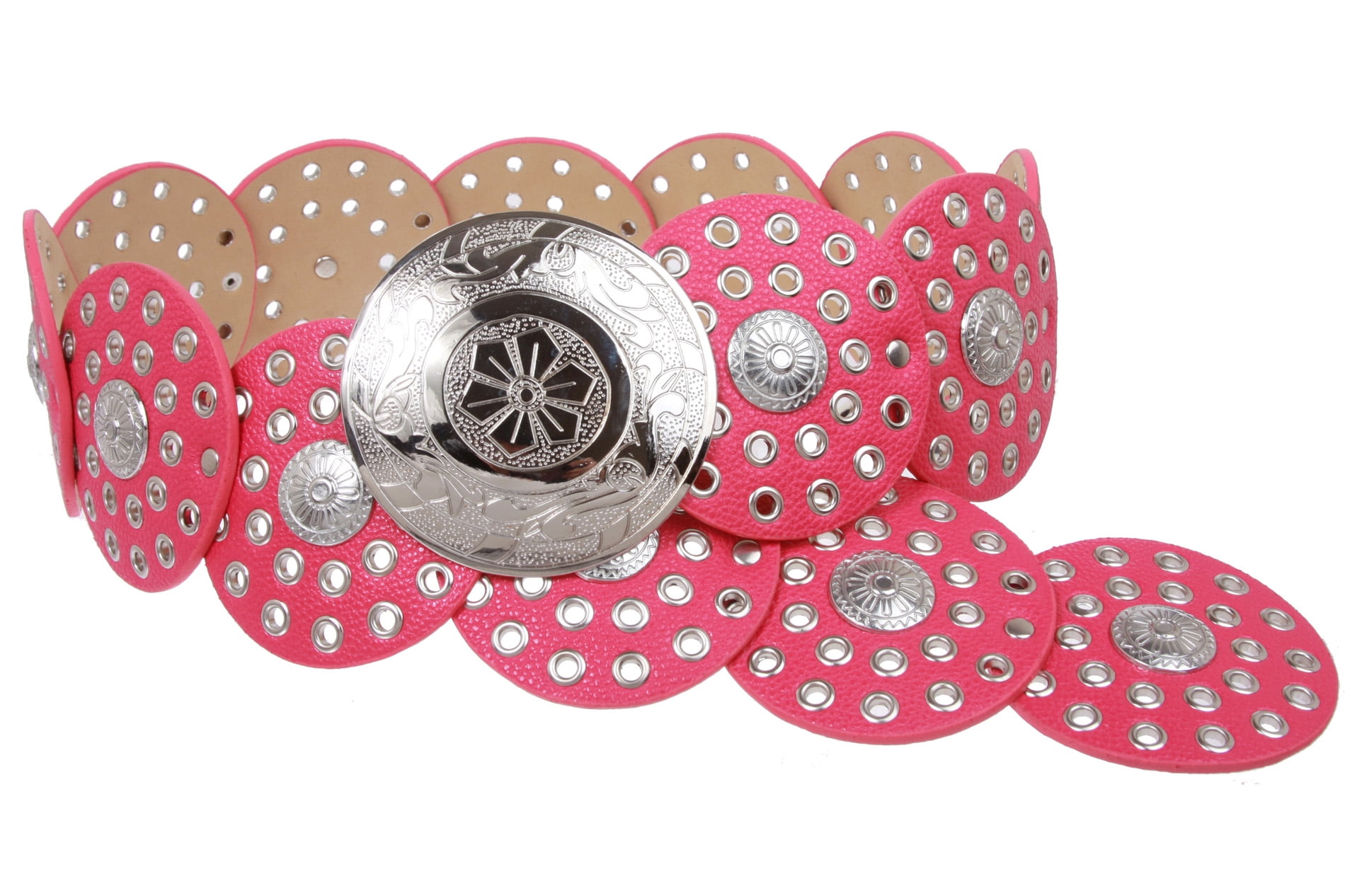 Women's 3 1/2" (90 mm) Wide Boho Disc Concho Leather Belt - Walmart.com