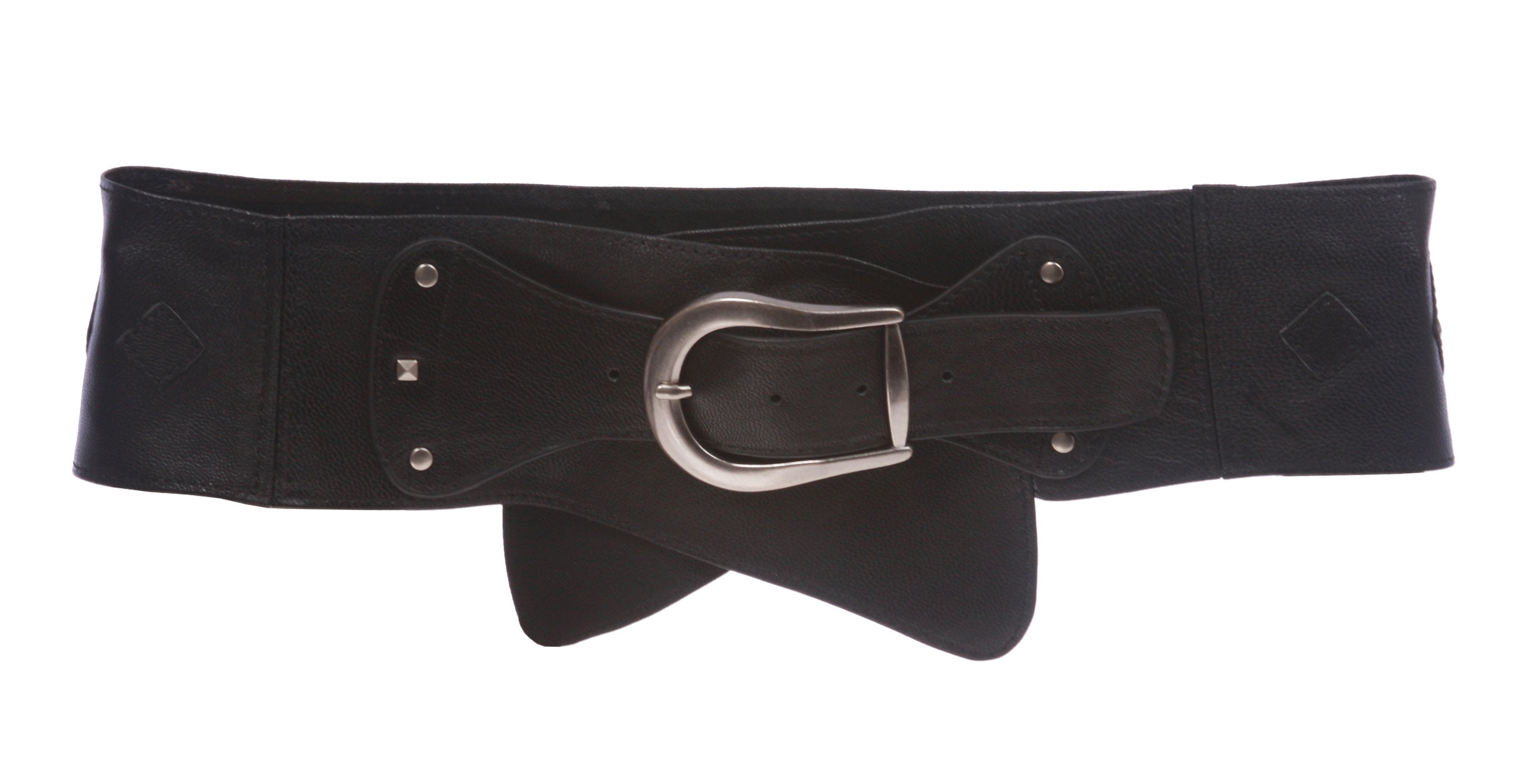 Women's 3 1/2" Wide Contour Studded Sheepskin Lamb Leather Sash Belt ...