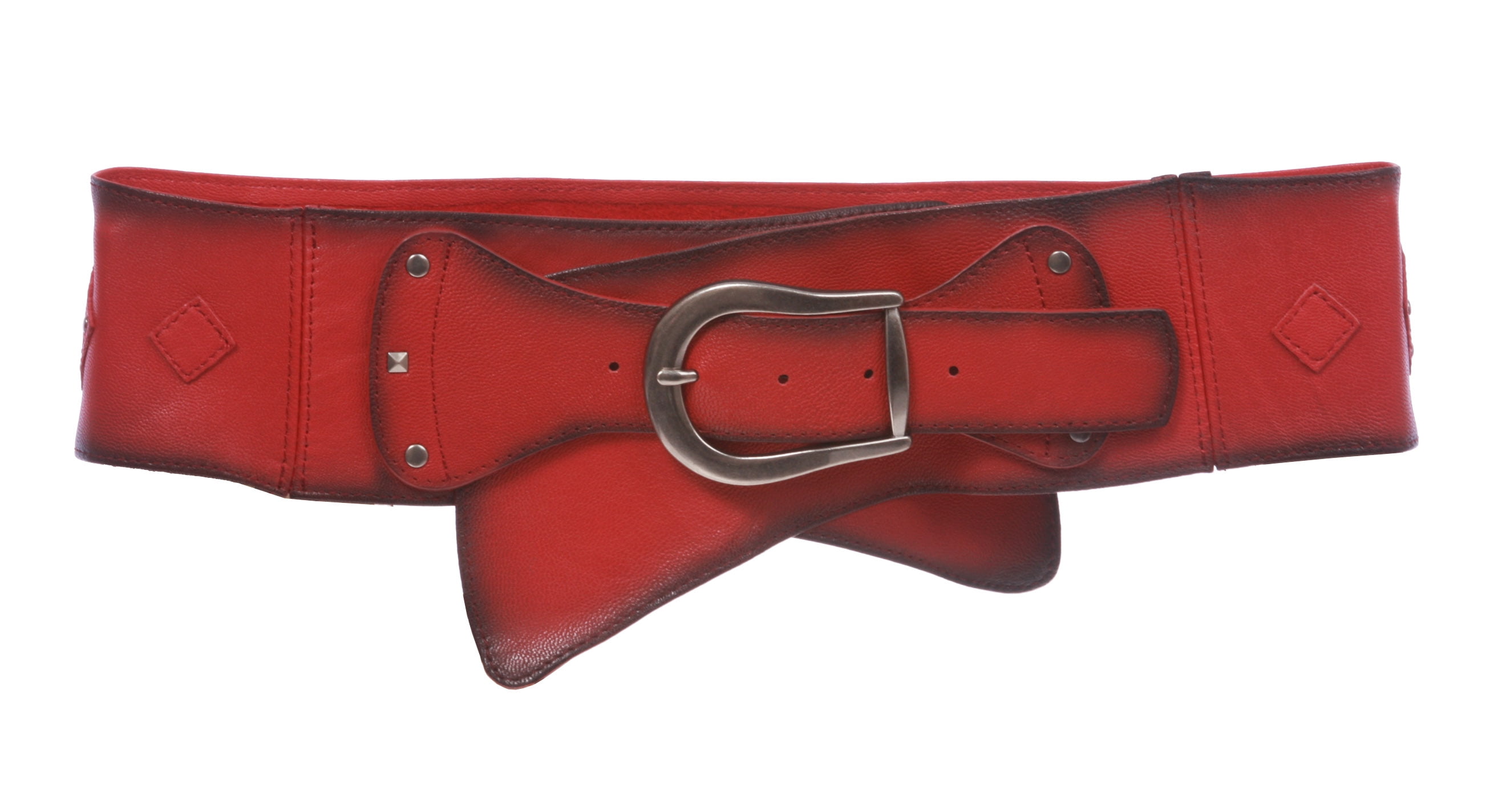 Women's 3 1/2" Wide Contour Studded Sheepskin Lamb Leather Sash Belt ...