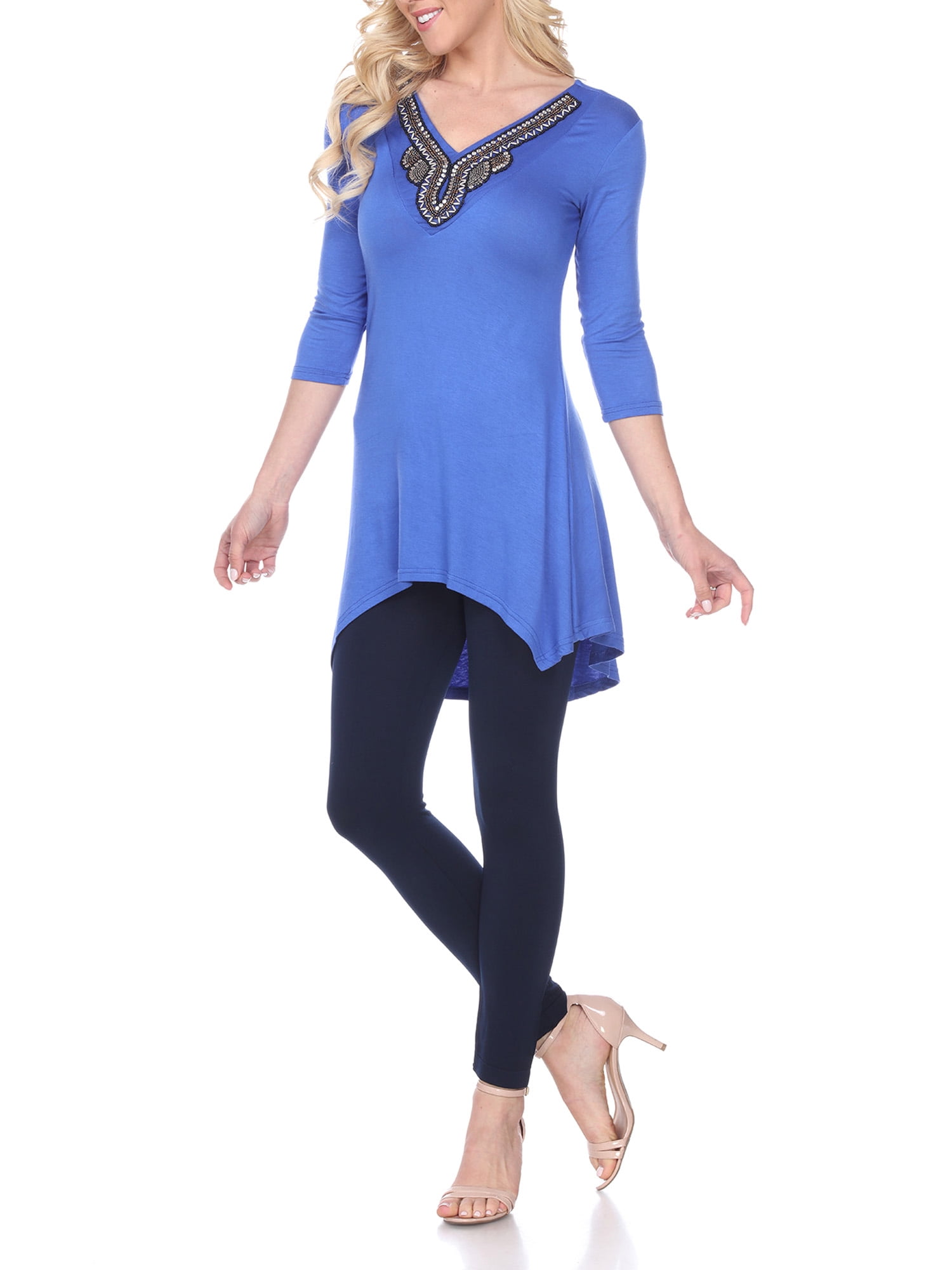 Women's 3/4 Sleeve Beaded Tunic - Walmart.com