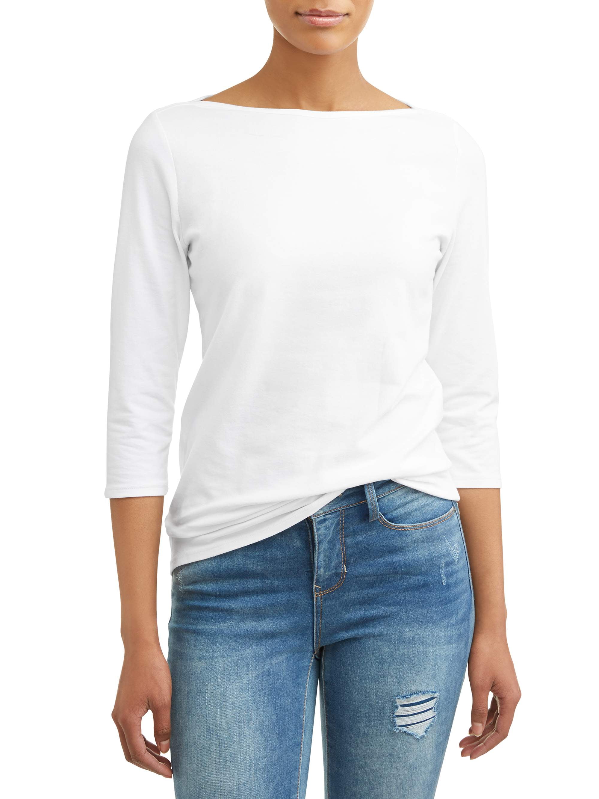 Women's 3/4 Sleeve Classic Boatneck Top - Walmart.com