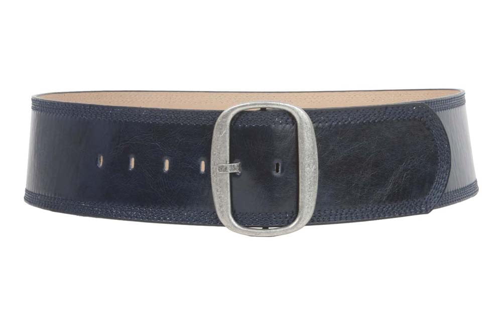 Women's 3" (75 mm) Wide Oval Tone-on-tone Stitching Edged Contour Belt ...