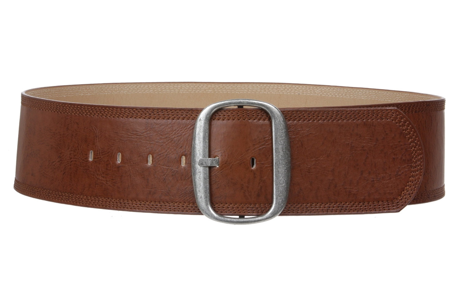 Women's 3" (75 mm) Wide Oval Tone-on-tone Stitching Edged Contour Belt ...