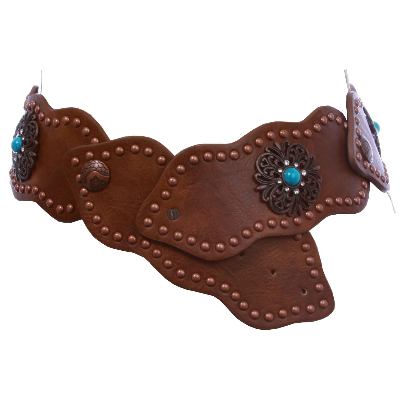Metallic Boho Link Belt for Women ‚Äì 3" Wide, Turquoise & Silver ...