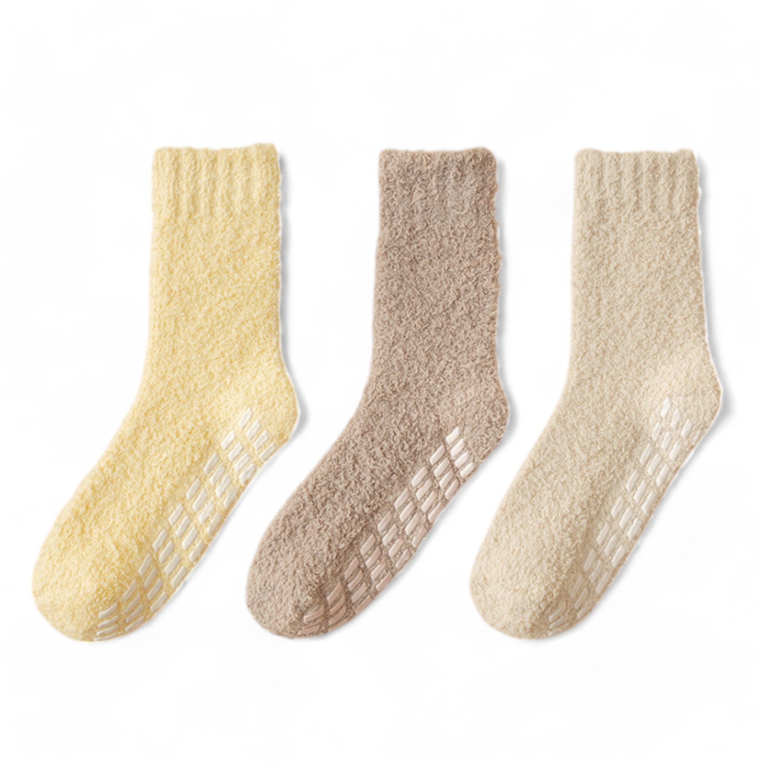 Women's 3-Pack Anti-Slip Fuzzy Grip Socks for Cozy Indoor Comfort ...
