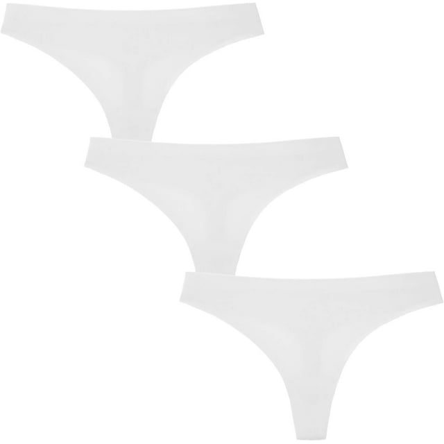 Women’s 3 Pack Seamless Basic Sexy Hot Invisible Underwear Panty Bikini Thong Panties WHITE 2X ...