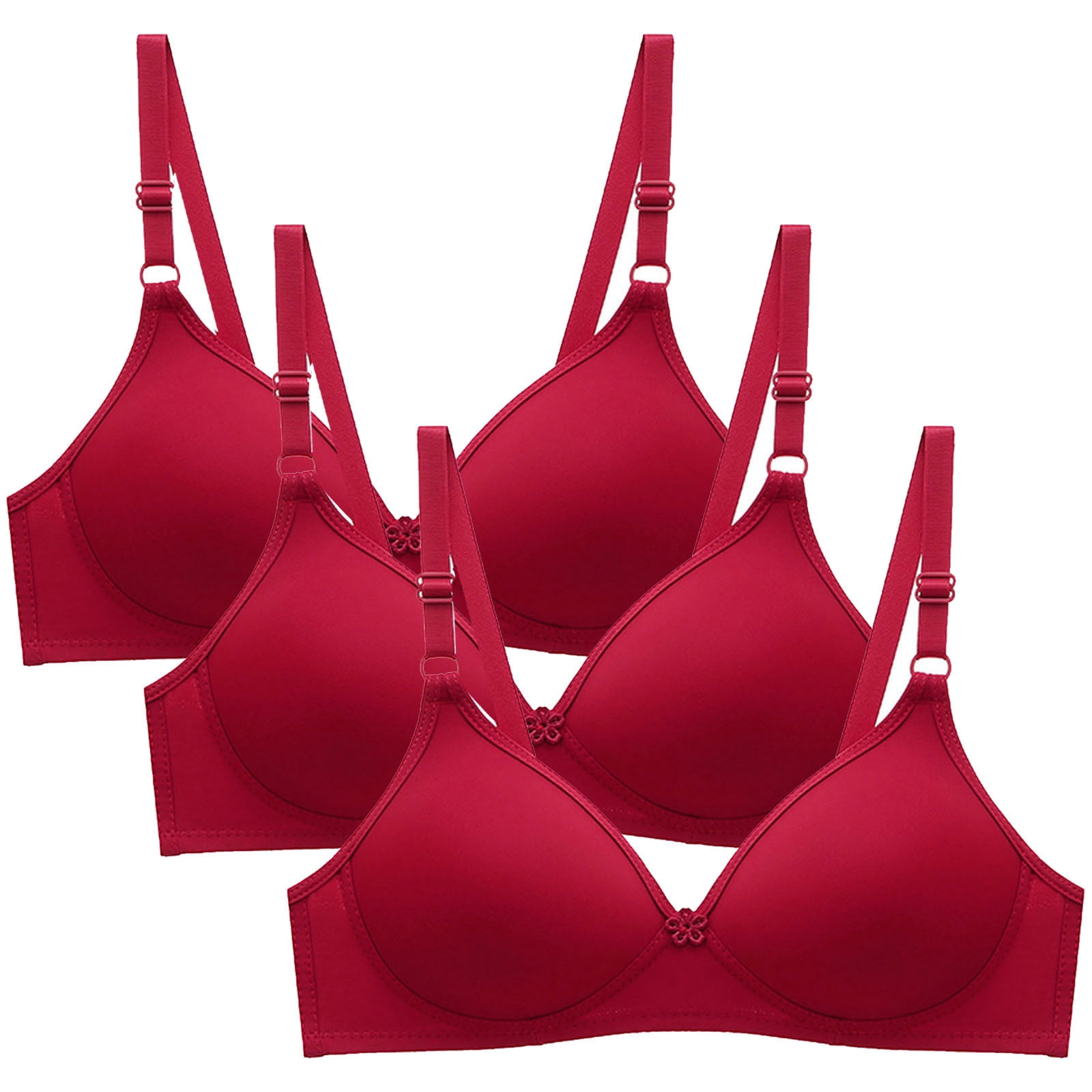 Women's 3 Pcs Cotton Comfort Bra, Wireless T-Shirt Bra, Pack of 2 ...